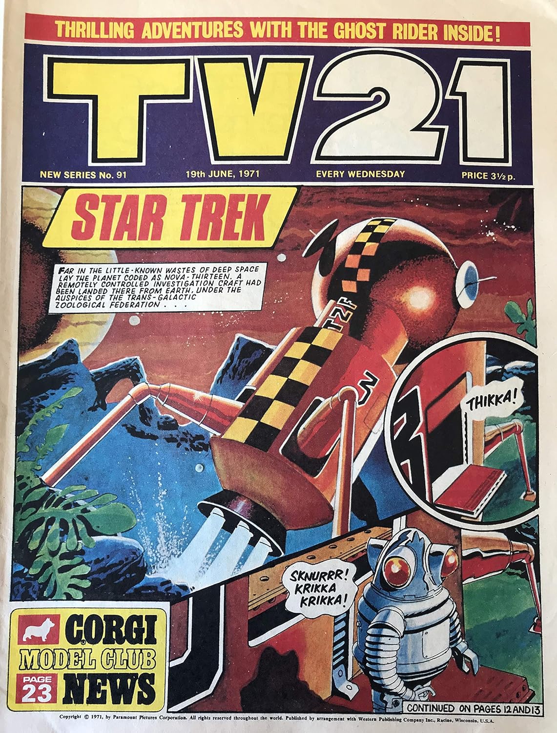 Vintage Ultra Rare TV21 Comic Magazine Issue No.91 19th June 1971 ...