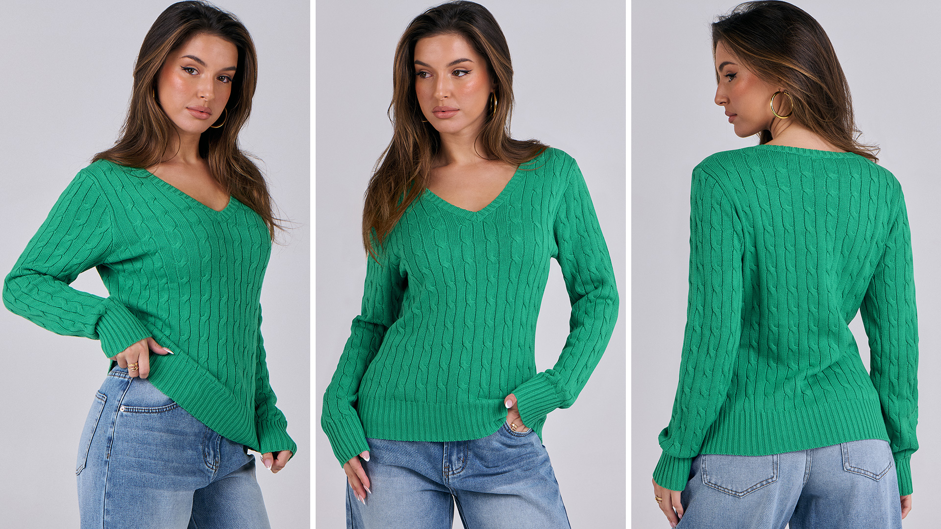 Watch ANRABESS Casual V Neck Cable Knit Soft Sweaters for Women on ...