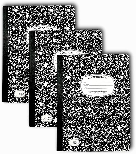 Amazon.com : AUKSales Composition Notebook Wide Ruled Composition ...
