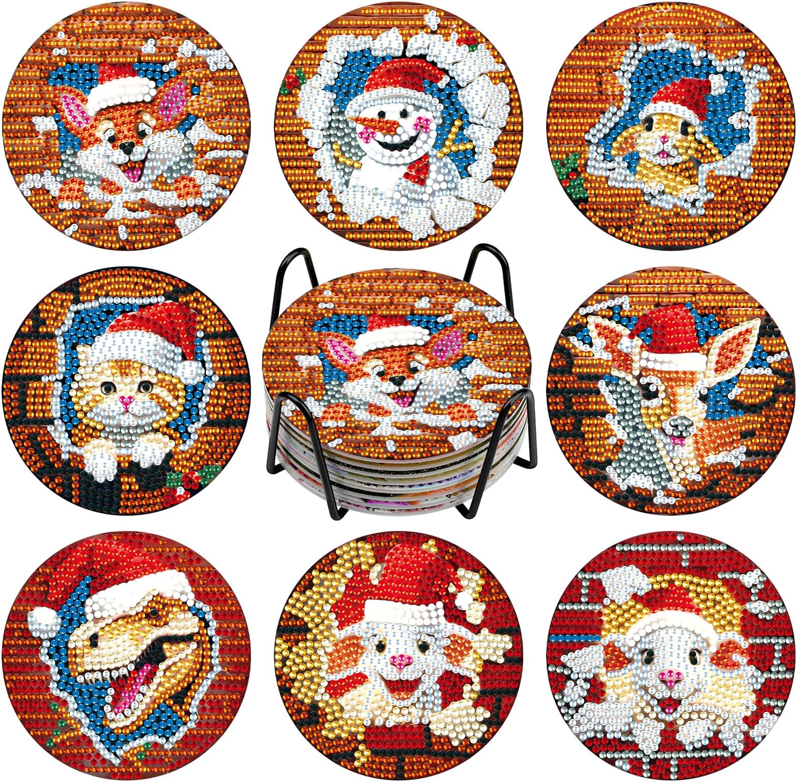 Amazon.com: RICUVED 8 Pcs Diamond art painting Coasters with Holder ...