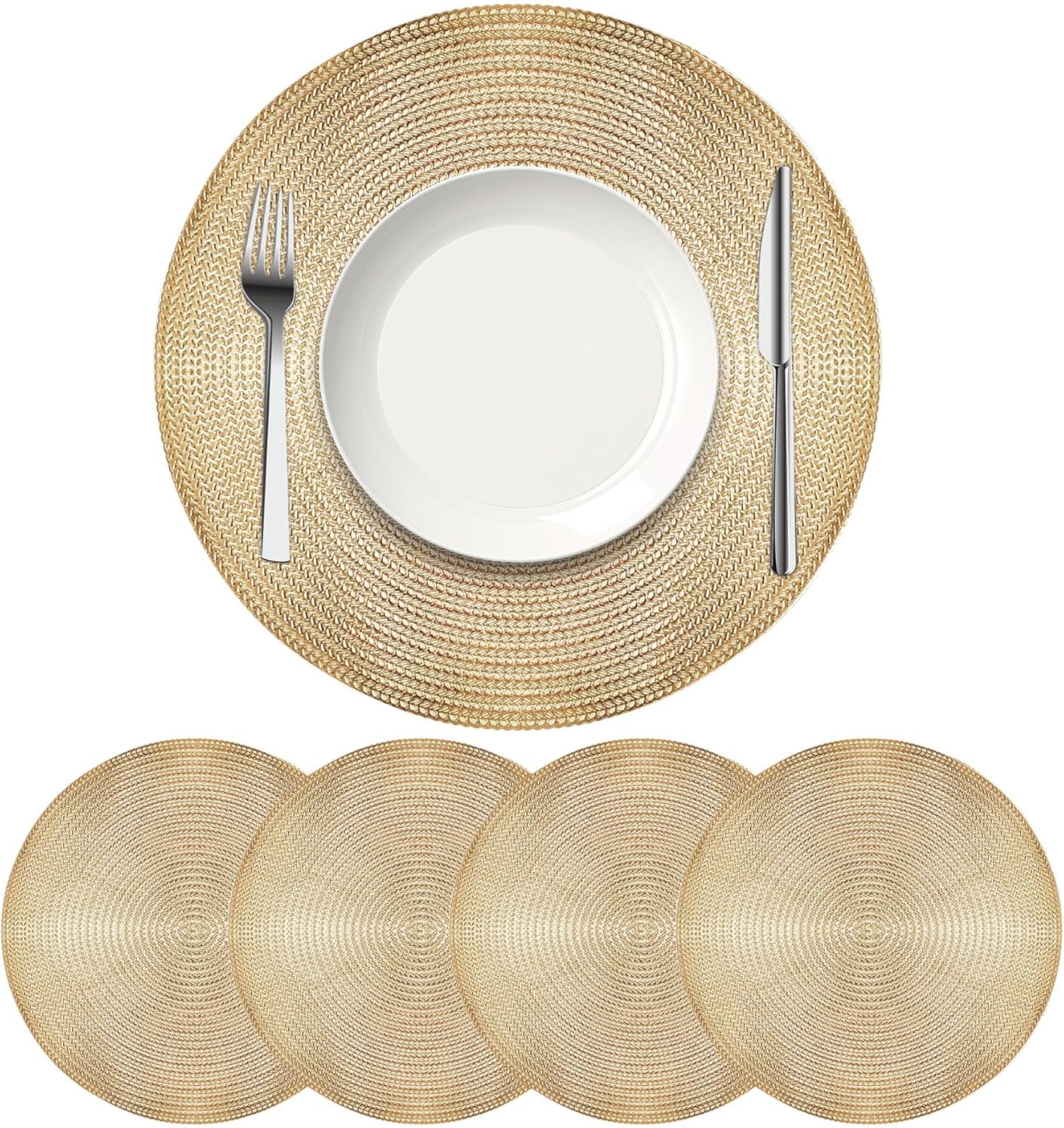 Amazon.com: MOIYOBPM 15-Inch PVC Round Placemats Set of 4 | Wheat ...