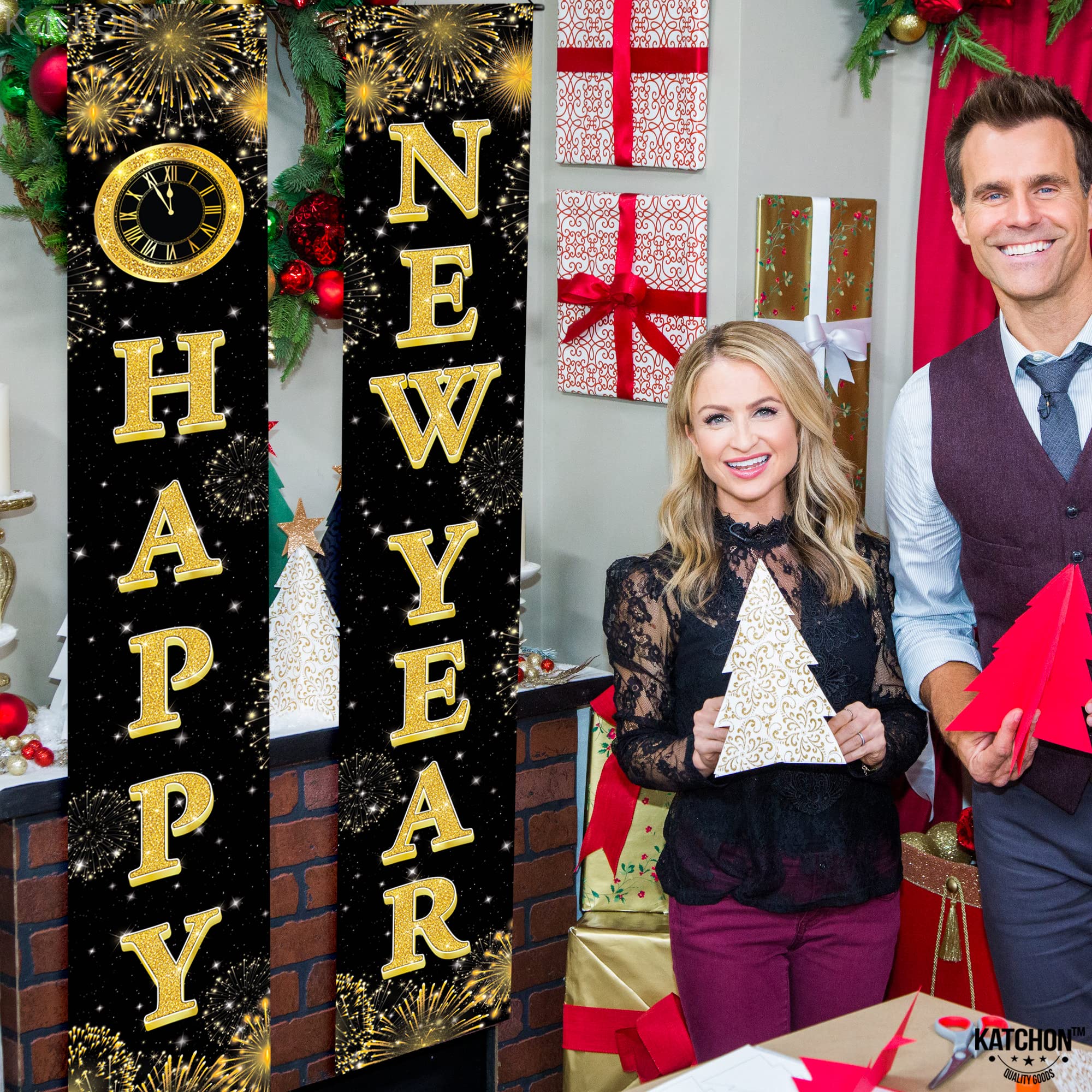 KatchOn, XtraLarge Happy New Year Door Banner – 72×12 Inch, New Year ...