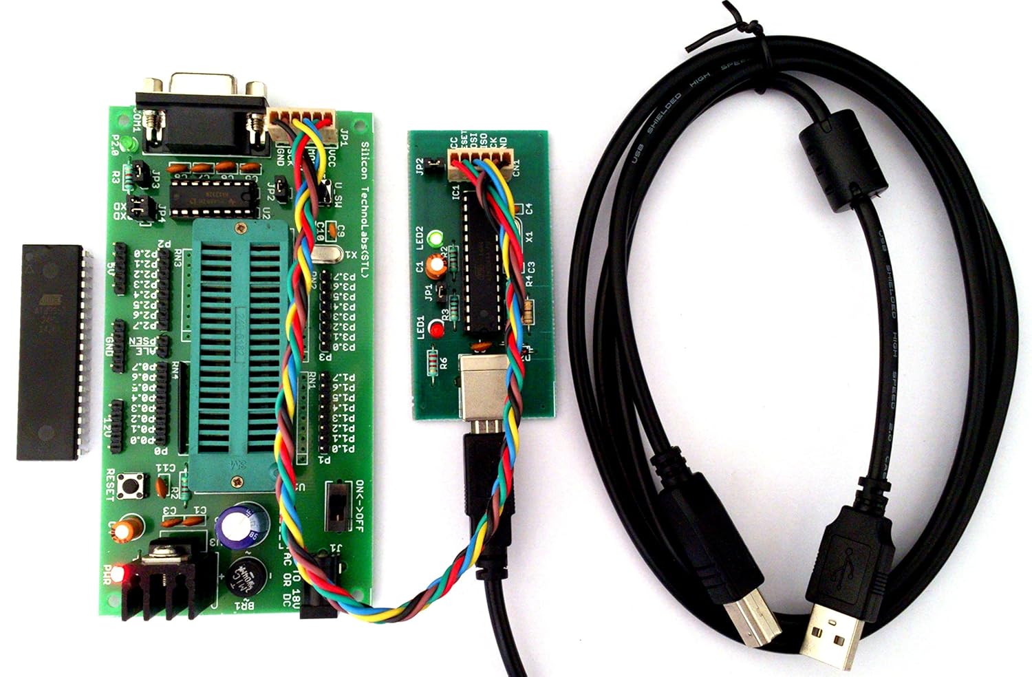 8051 Development Board With ZIF Socket ,MAX232, Project Board + USB ISP ...