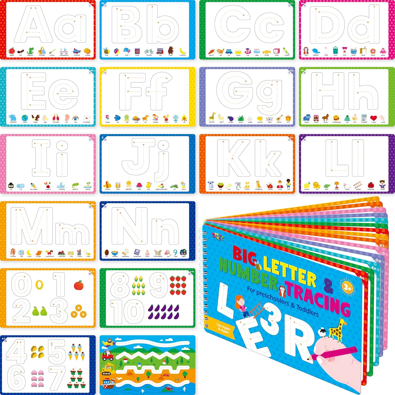 Amazon.com: Letter & Number Tracing Pad, 30 Pages Alphabet ABC and 123 ...