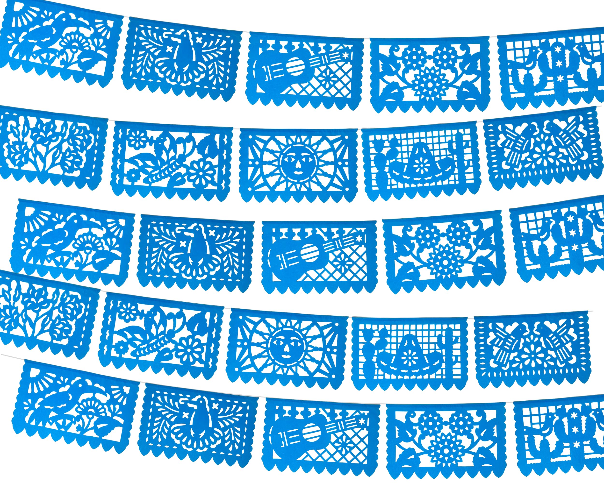 Amazon.com: Blue Papel Picado Banner Turquoise, Papel Picado Flags ...
