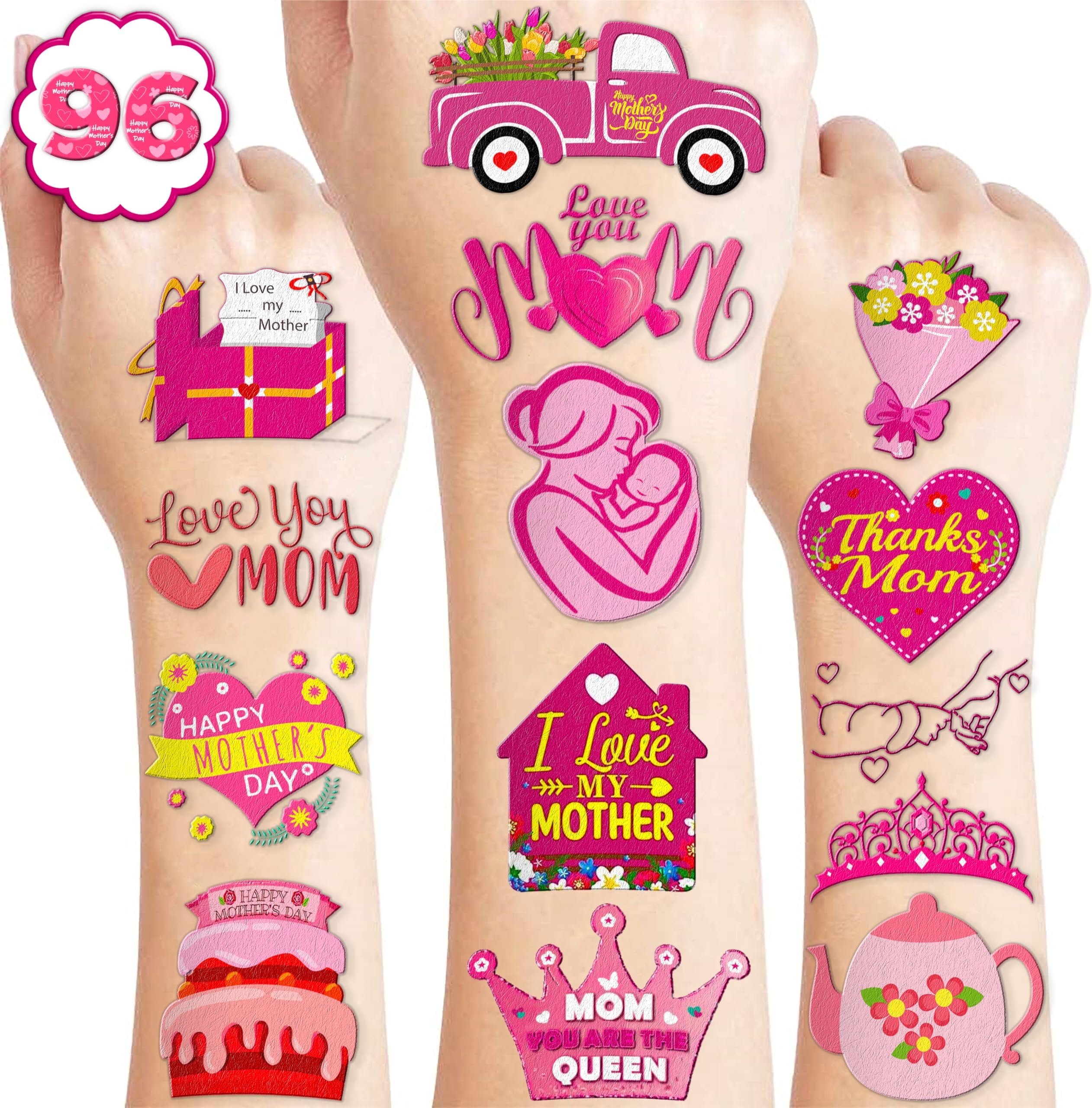 Amazon.com : 70 Pieces Mom Heart Tattoos, Mother's Day Temporary Tattoo ...