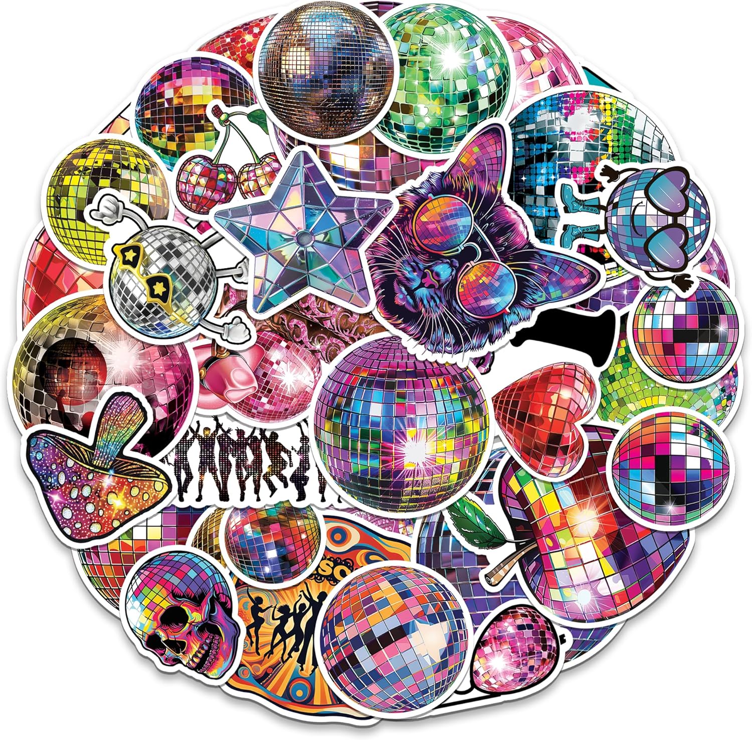 Amazon.com: MONIZY Disco Stickers 50 Pieces Disco Ball Party Sticker ...