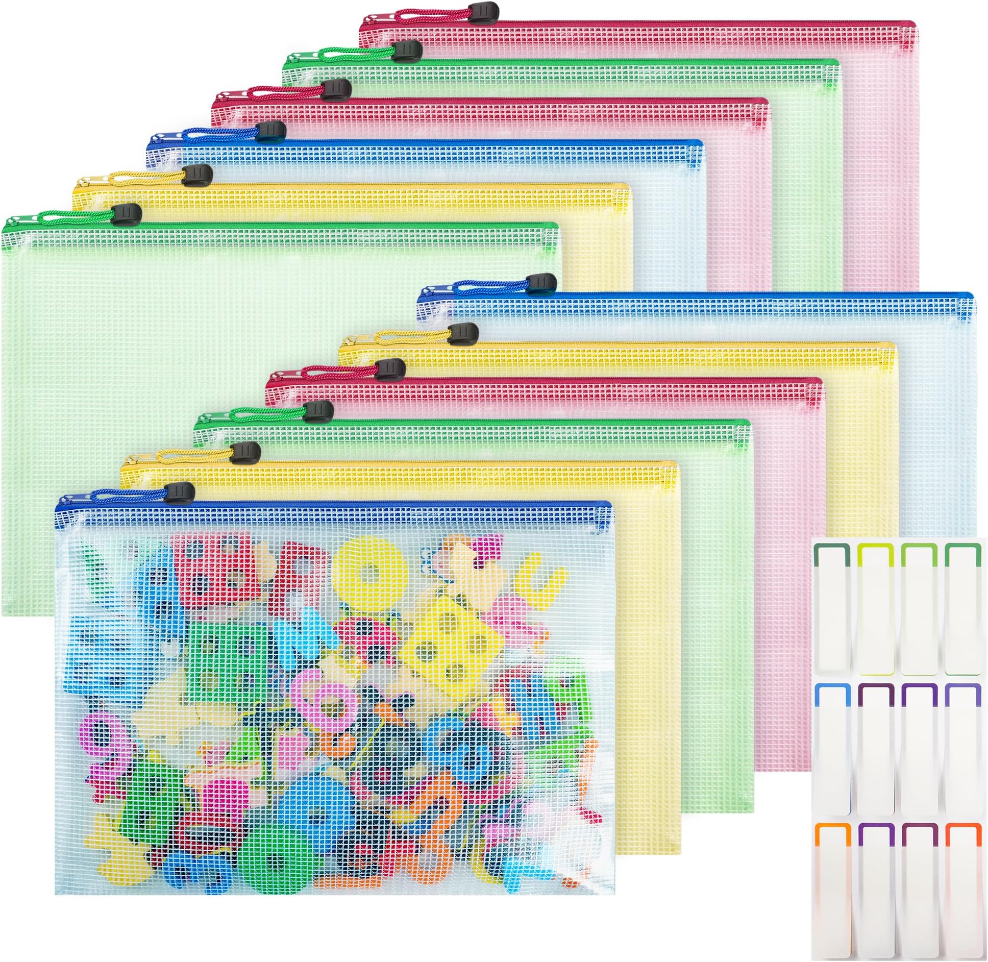 Havnidy Plastic Wallets A4, 20 PCS Zip Pouches, Zip Lock Bags Mesh ...