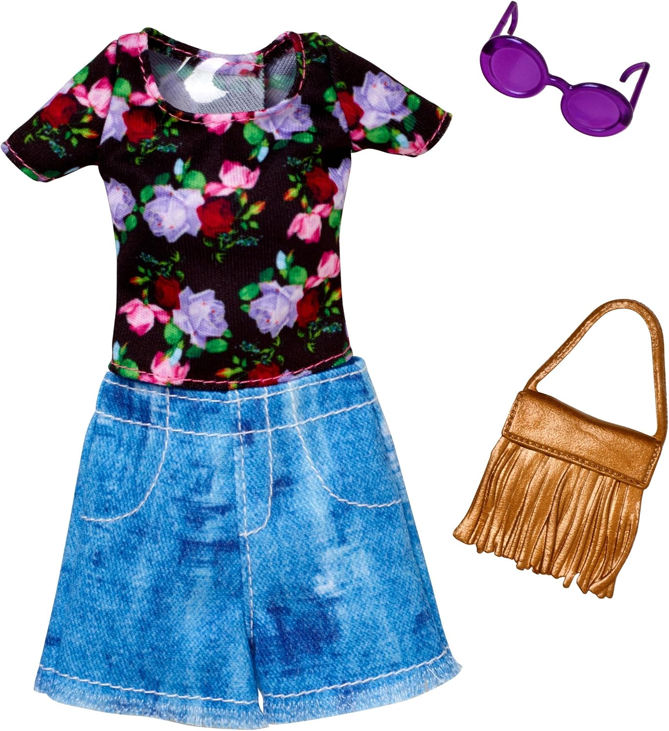 Amazon.com: Barbie Clothes - Floral Top and Denim Shorts : Toys & Games