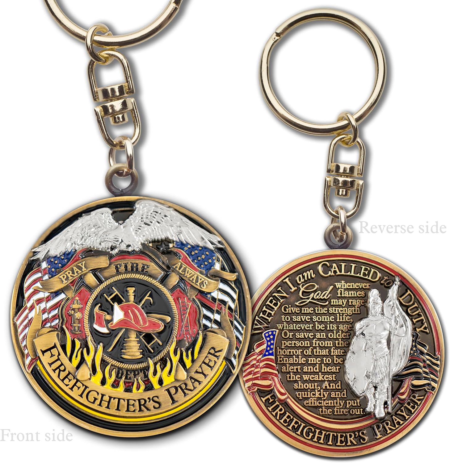 Armor Coin & Emblem - Firefighter's Prayer Key Chain - Solid Bronze ...