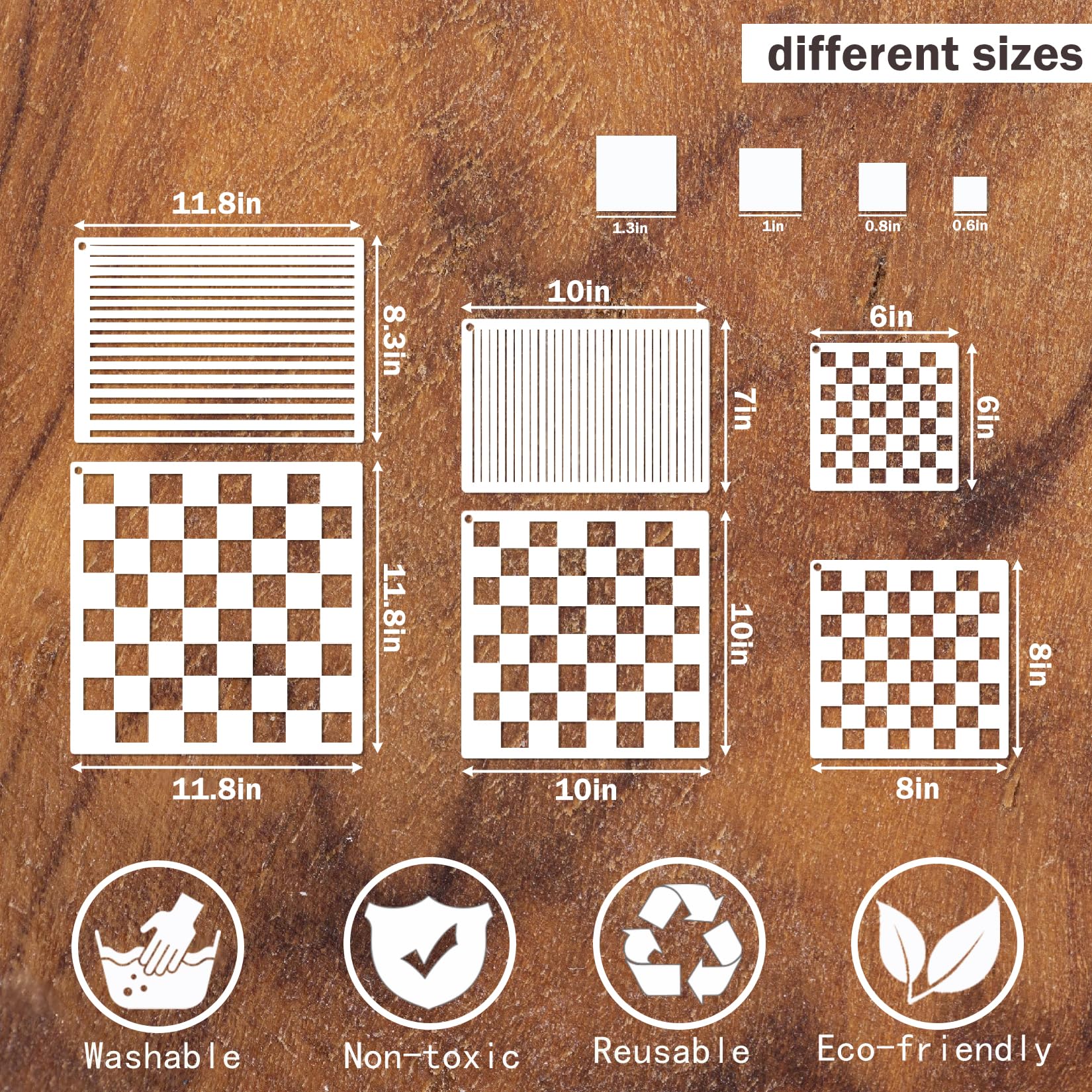Snapklik.com : Checkerboard Stencils For Painting On Wood 11.8 Inch ...