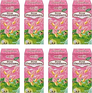 Meiji Chocorooms Strawberry Biscuits 36g (Pack of 8) – Crunchy Biscuit with Rich Chocolate ...