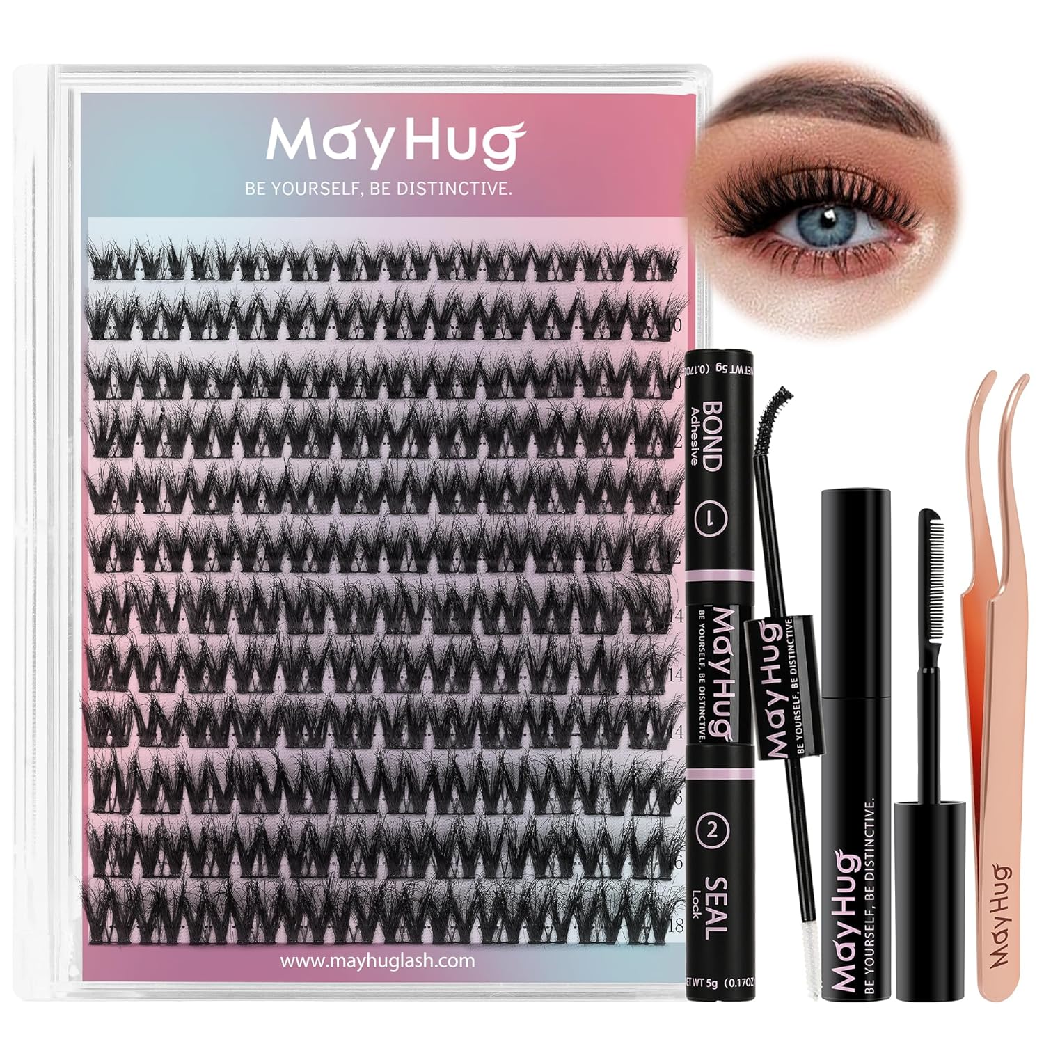 Amazon.com: Mayhug Lash Clusters Kit 144pcs, 3D Lash Clusters 8-18/D ...