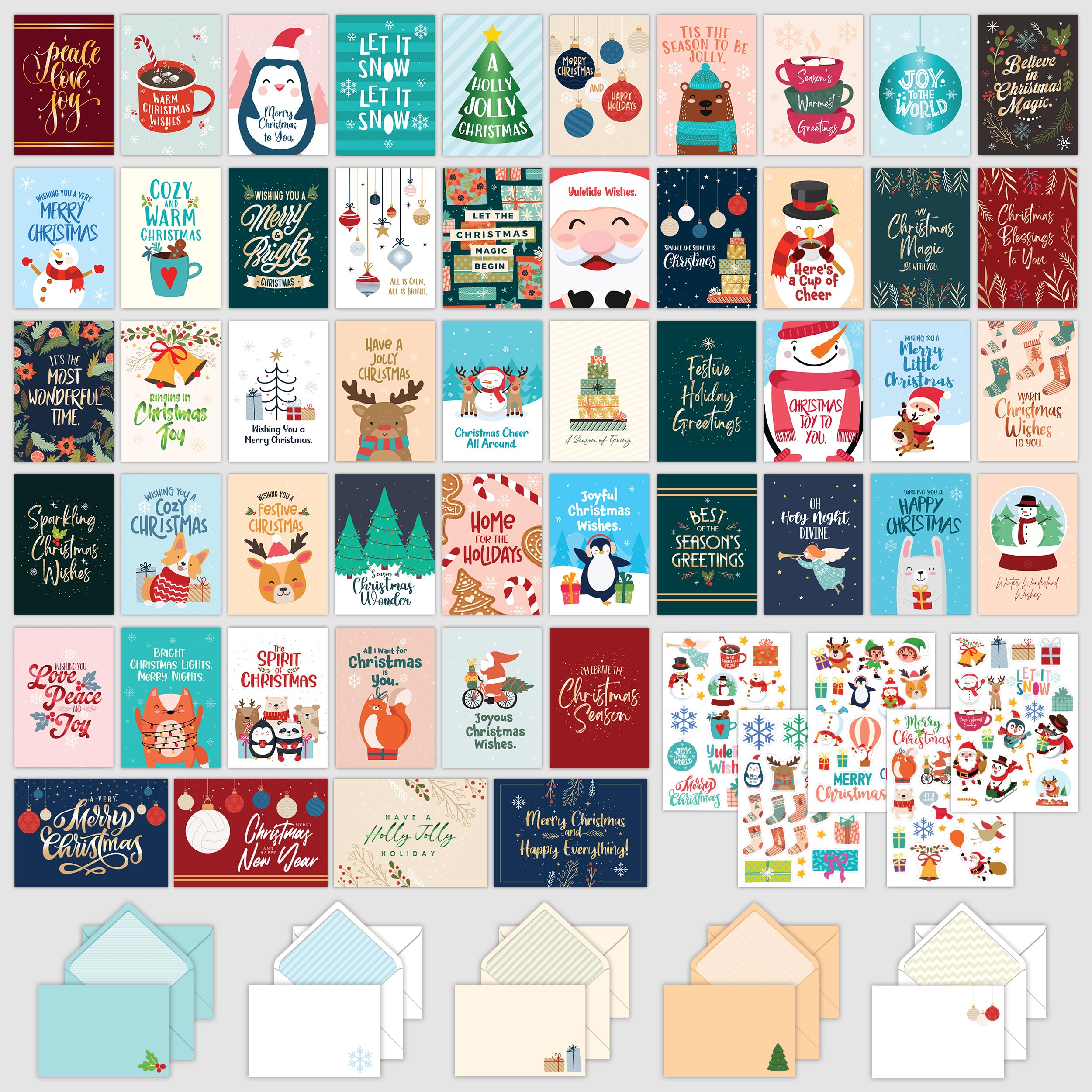 Snapklik.com : Decorably 50 Pack Foiled 5x7in Assorted Christmas Cards