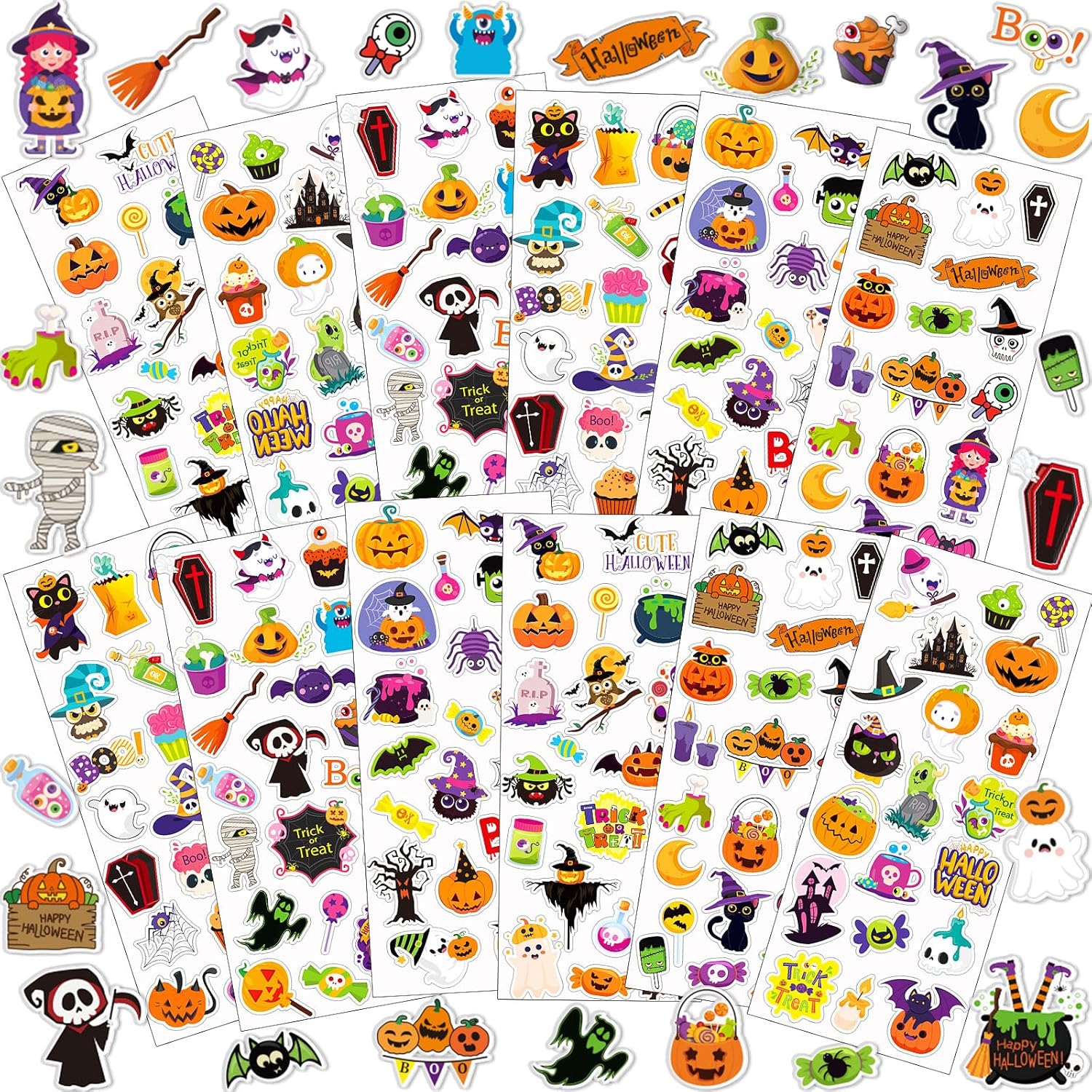 Amazon.com: UPINS Halloweens Stickers for Kids, 12 Sheets UPINS 3D ...