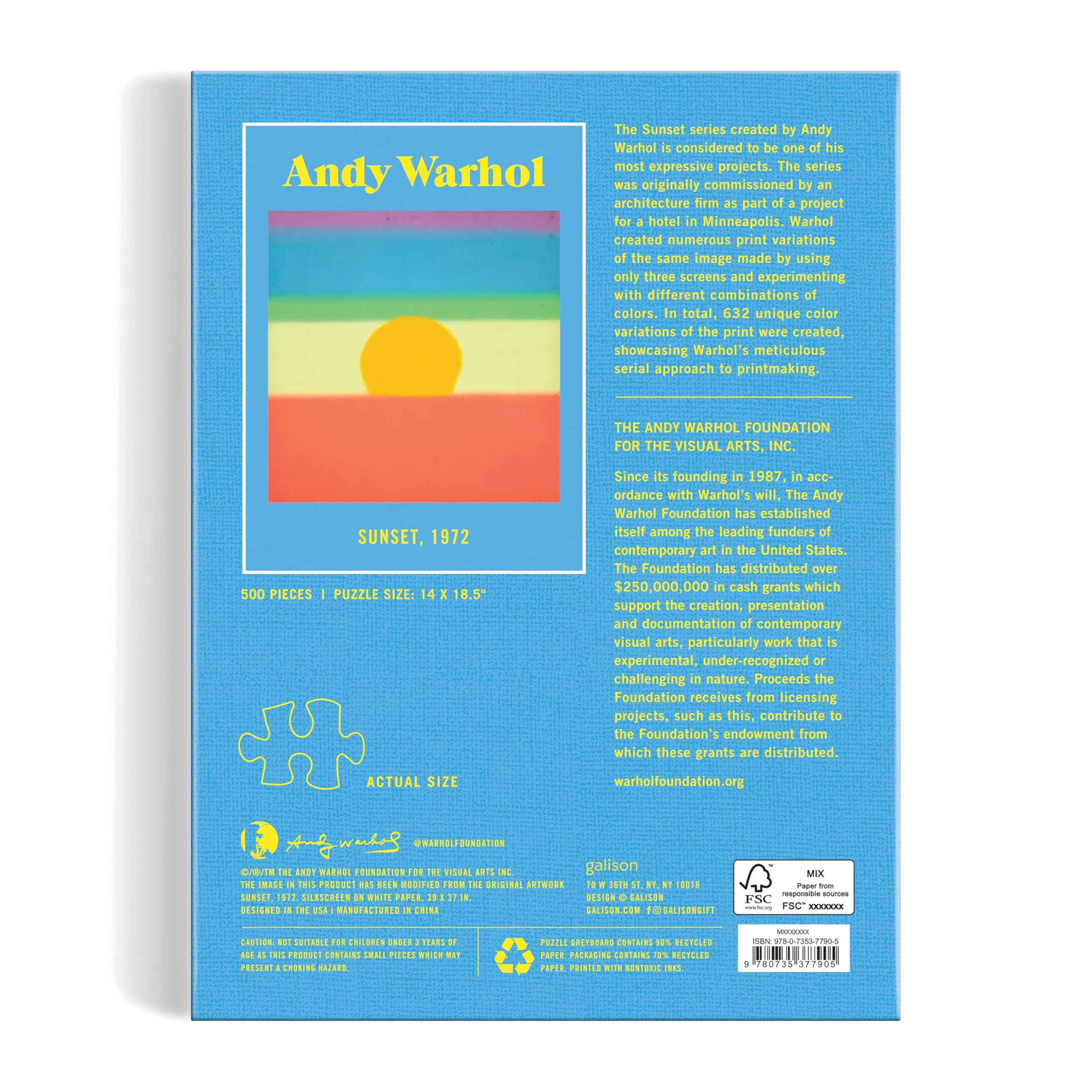 Snapklik.com : Galison Andy Warhol Sunset 500 Piece Book Puzzle