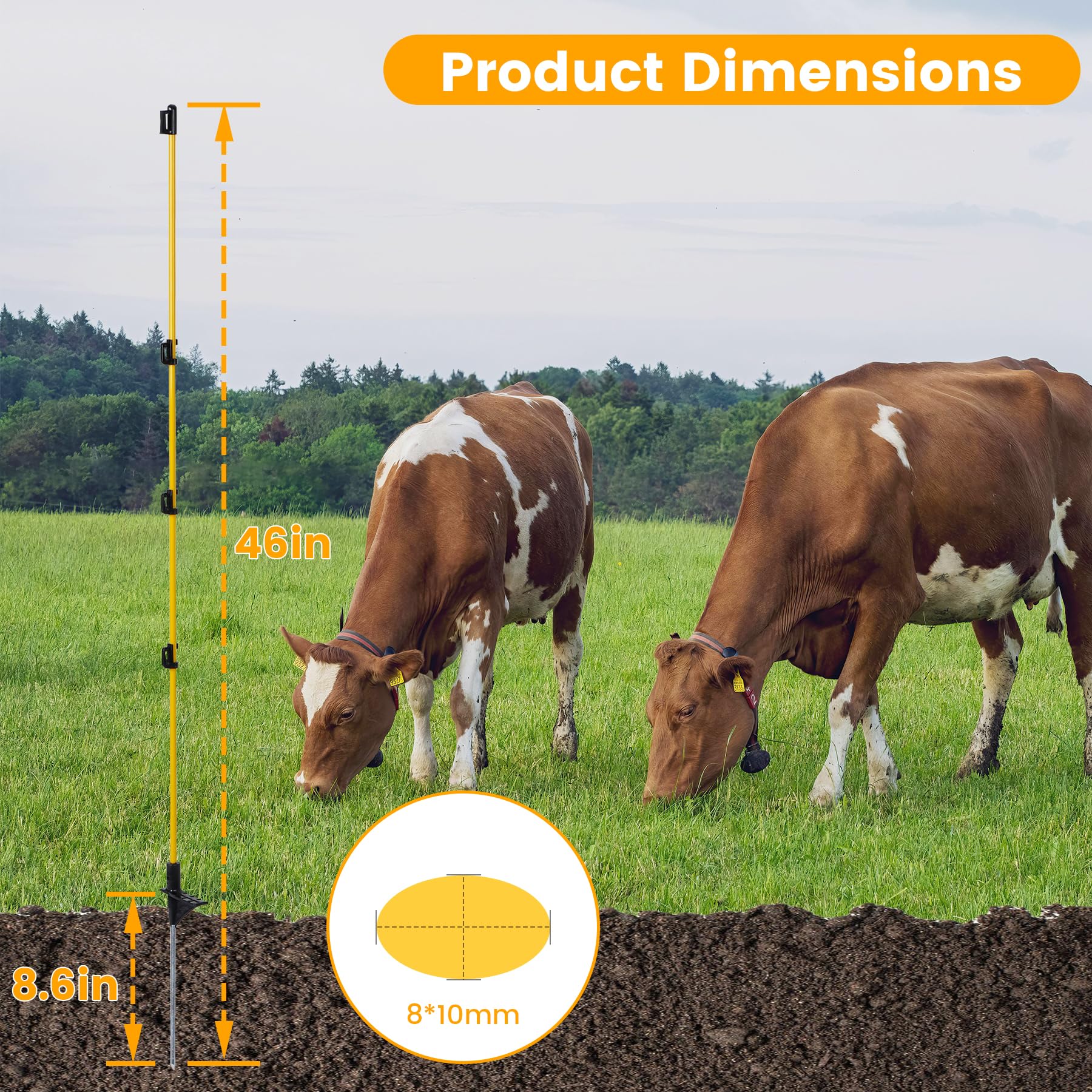 Snapklik.com : Fiberglass Fence Posts 46" - 20 PCS, Step In Electric ...