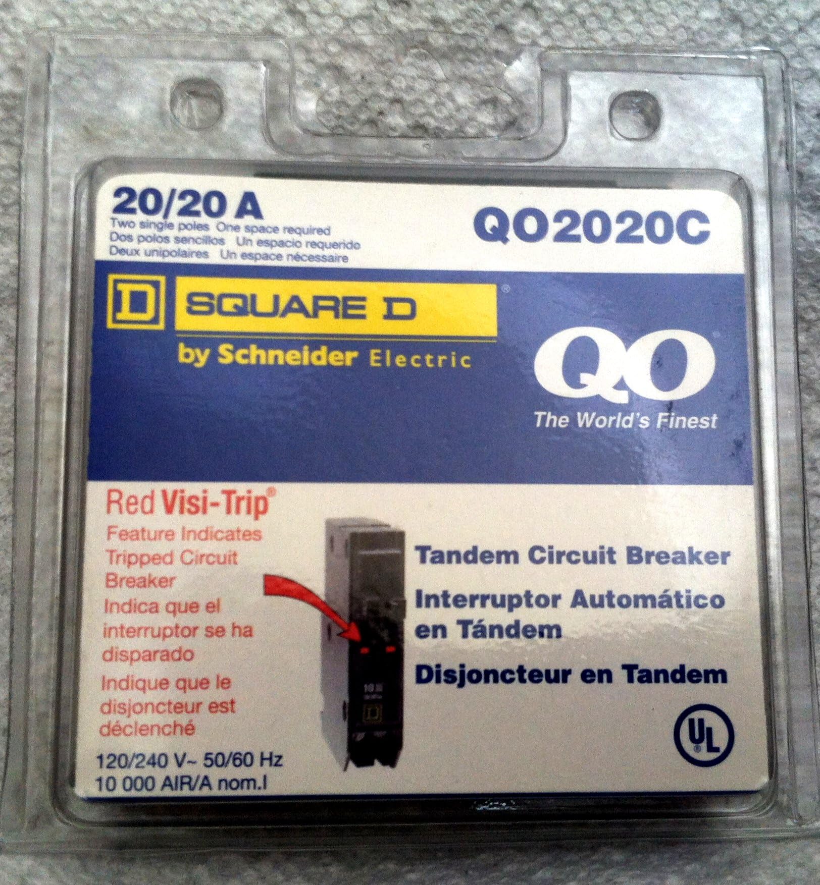 SQUARE D BY SCHNEIDER ELECTRIC QO2020 MINIATURE CB 120/240V 20A/20A by ...