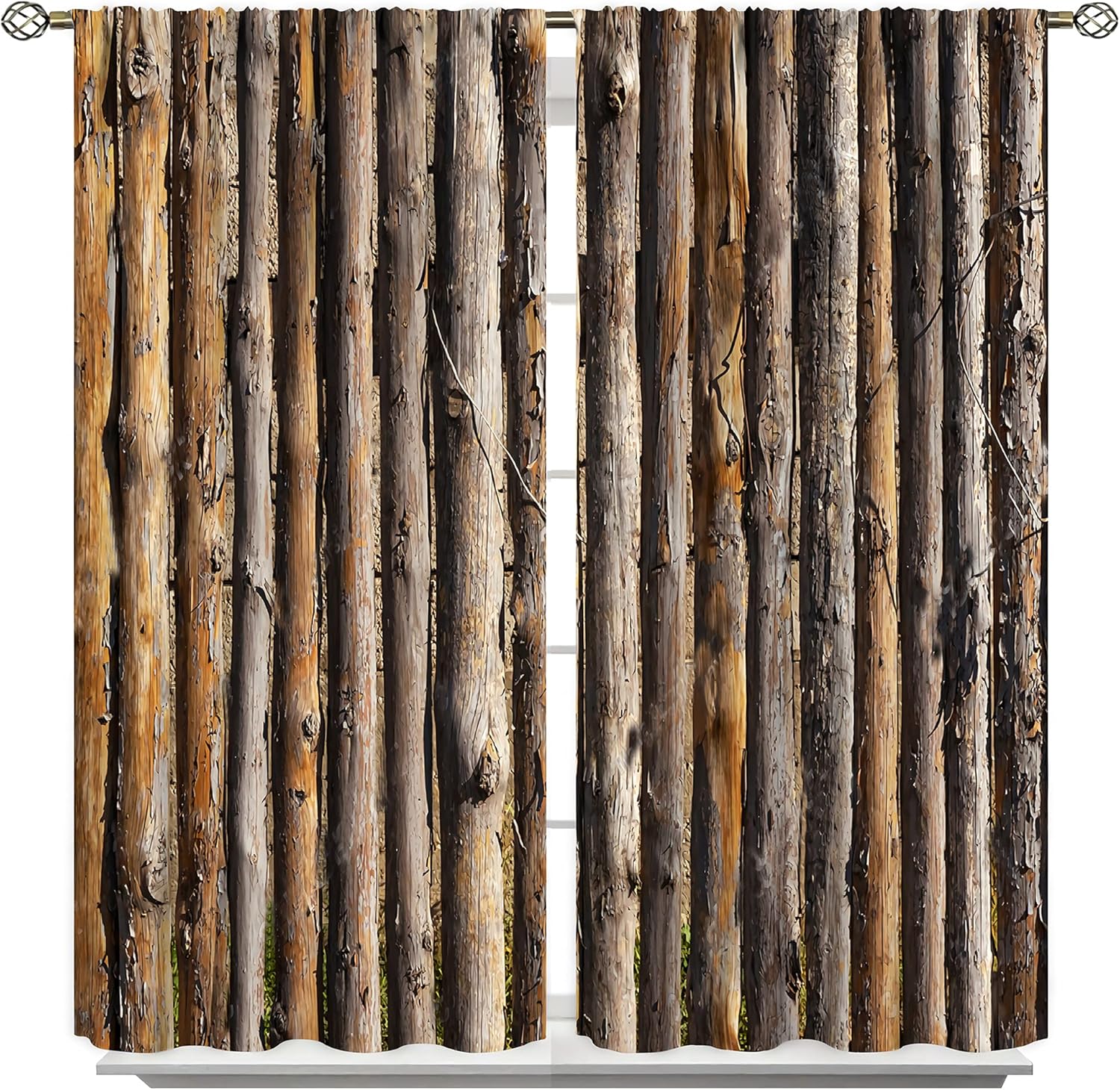 Amazon.com: Rustic Wooden Barn Door Curtains - Room Darkening Wide ...
