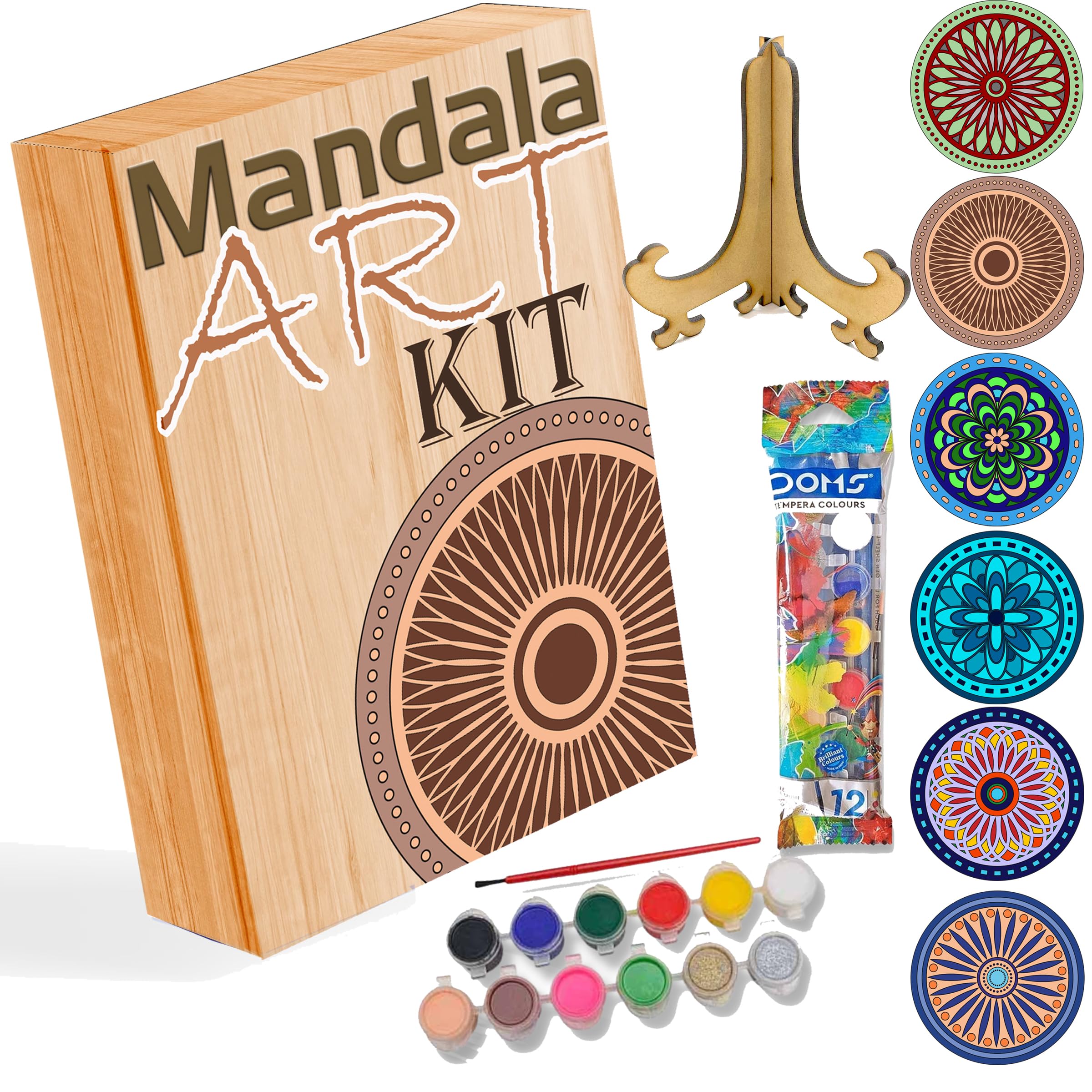 PD Craftozone DIY Mandala Art kit| Acrylic Paints 12 Shades| 6 Pre ...