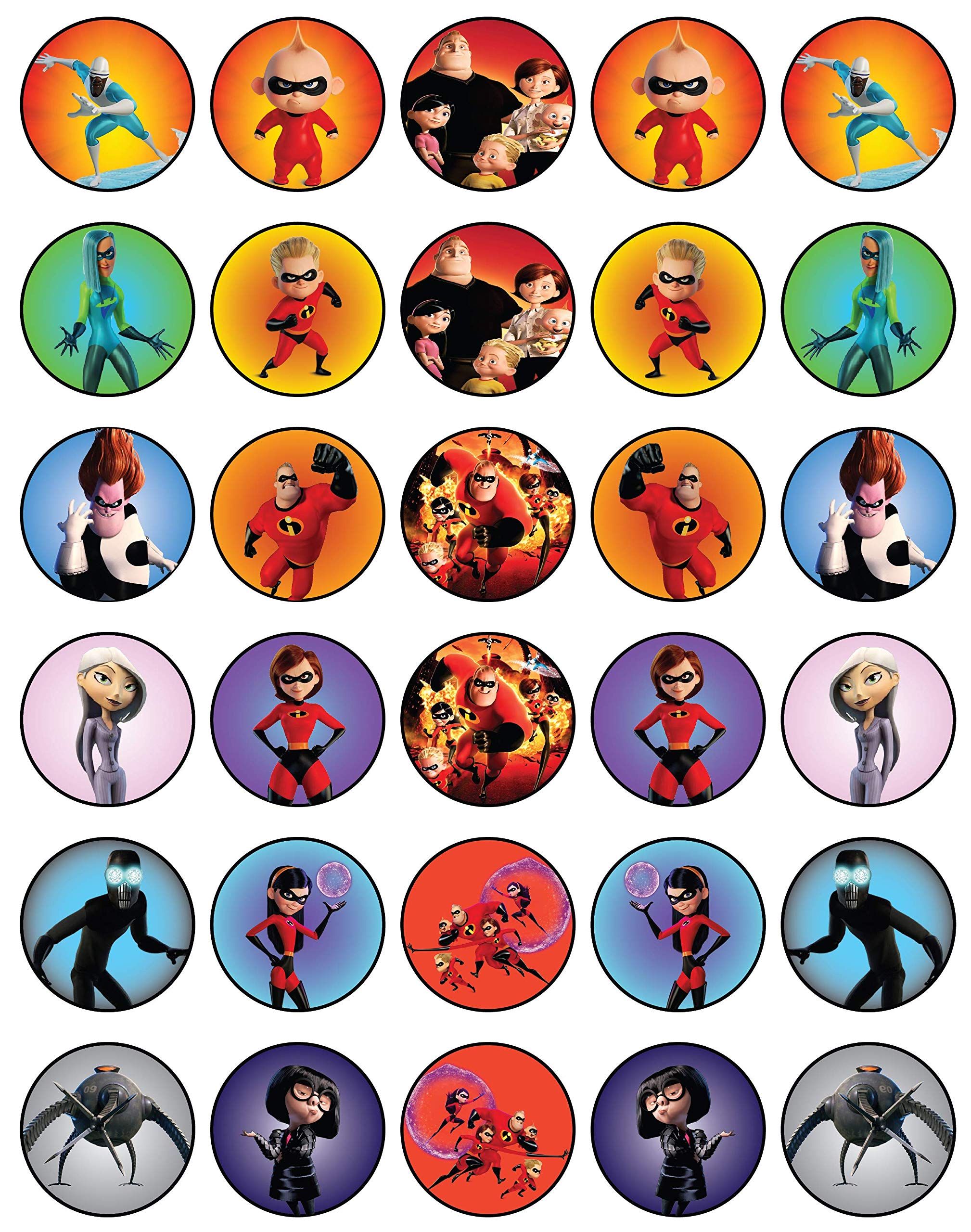 Buy 30 x Edible Cupcake Toppers Themed of The Incredibles Collection of ...