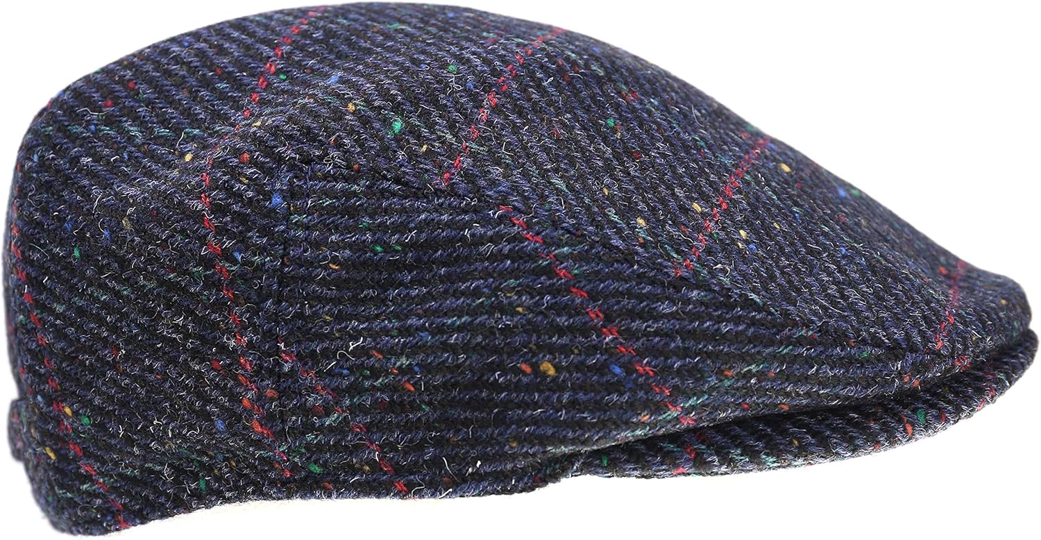 Biddy Murphy Men’s Tweed Cap 100% Irish Wool Tweed Driver's Cap Navy ...