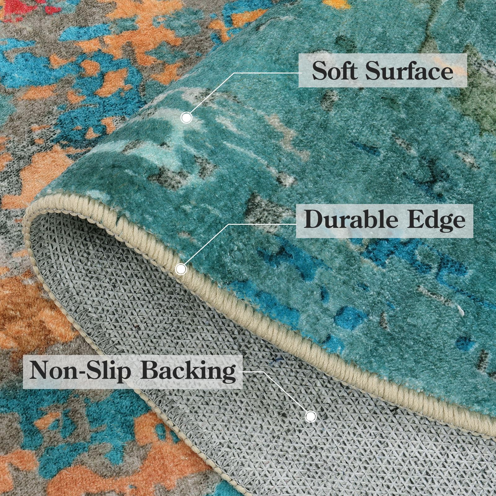 Lahome Modern Abstract Round Rug - 6Ft Colorful Living Room Rug Soft ...