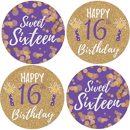 Amazon.com: Sweet Sixteen 16th Birthday Party Favor Labels - 180 Count ...