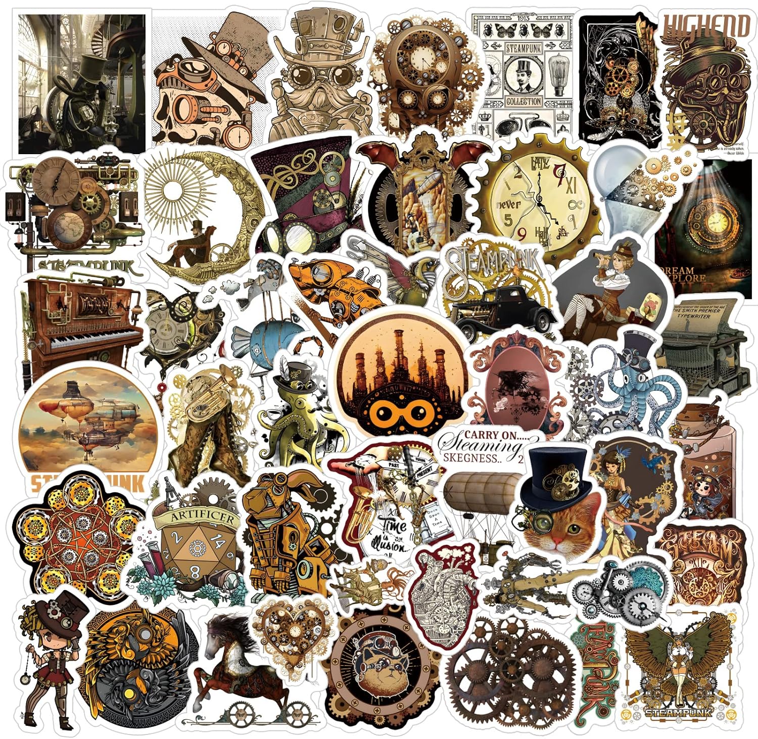Amazon.com: 62Pcs Steampunk Stickers Pack, Cute Cartoon Vinyl ...
