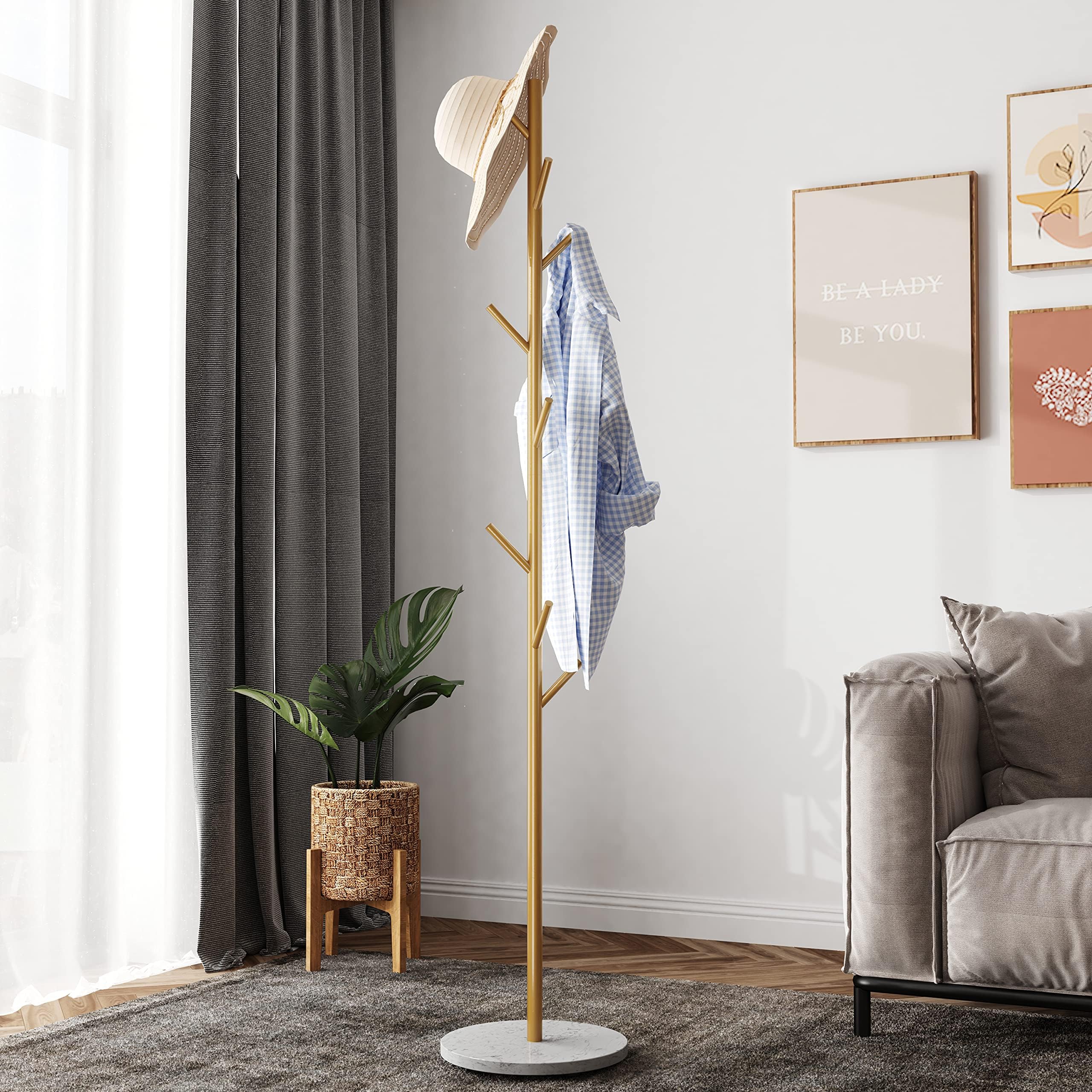 Amazon.com: Kira Home Addison 68" Modern 6 Hook Free Standing Metal ...