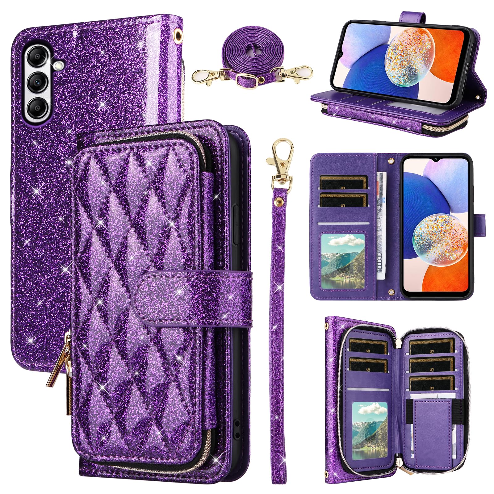 Amazon.com: Furill Wallet Case for Samsung Galaxy S24 5G with Detachable Wrist Strap Crossbody ...