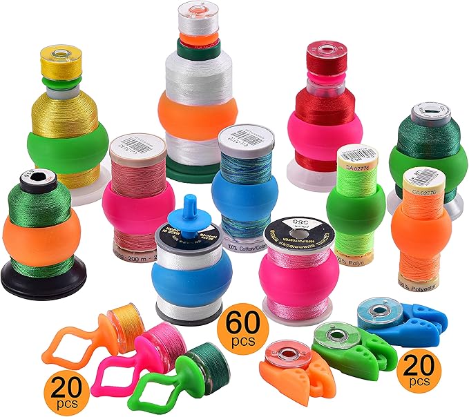 New brothread 100pcs Mix NOTIONS (60 Thread Spool Savers + 20 Bobbin ...