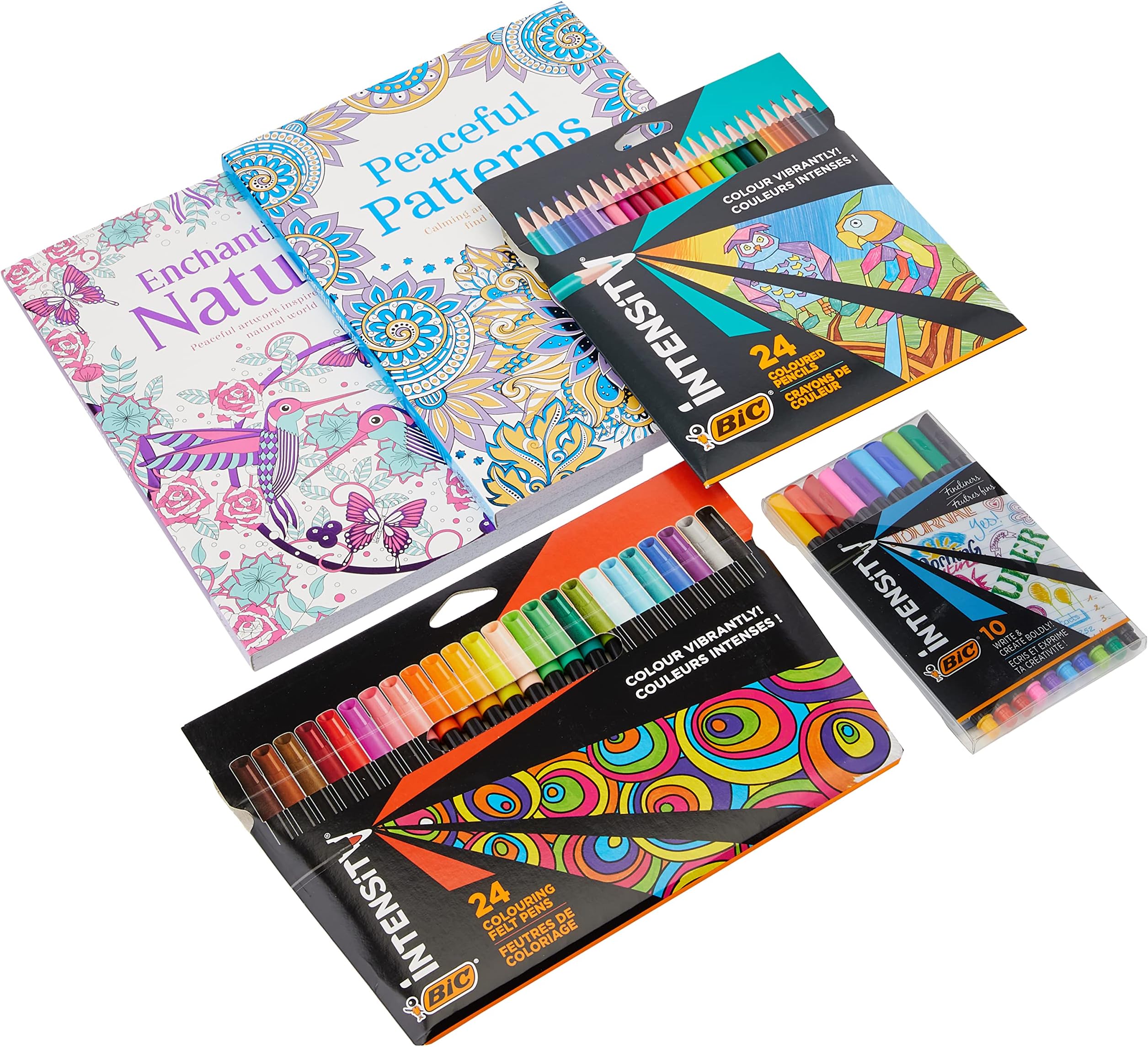 BIC Intensity Adult Colouring Set, 24 Coloured Pencils, 24 Colouring ...