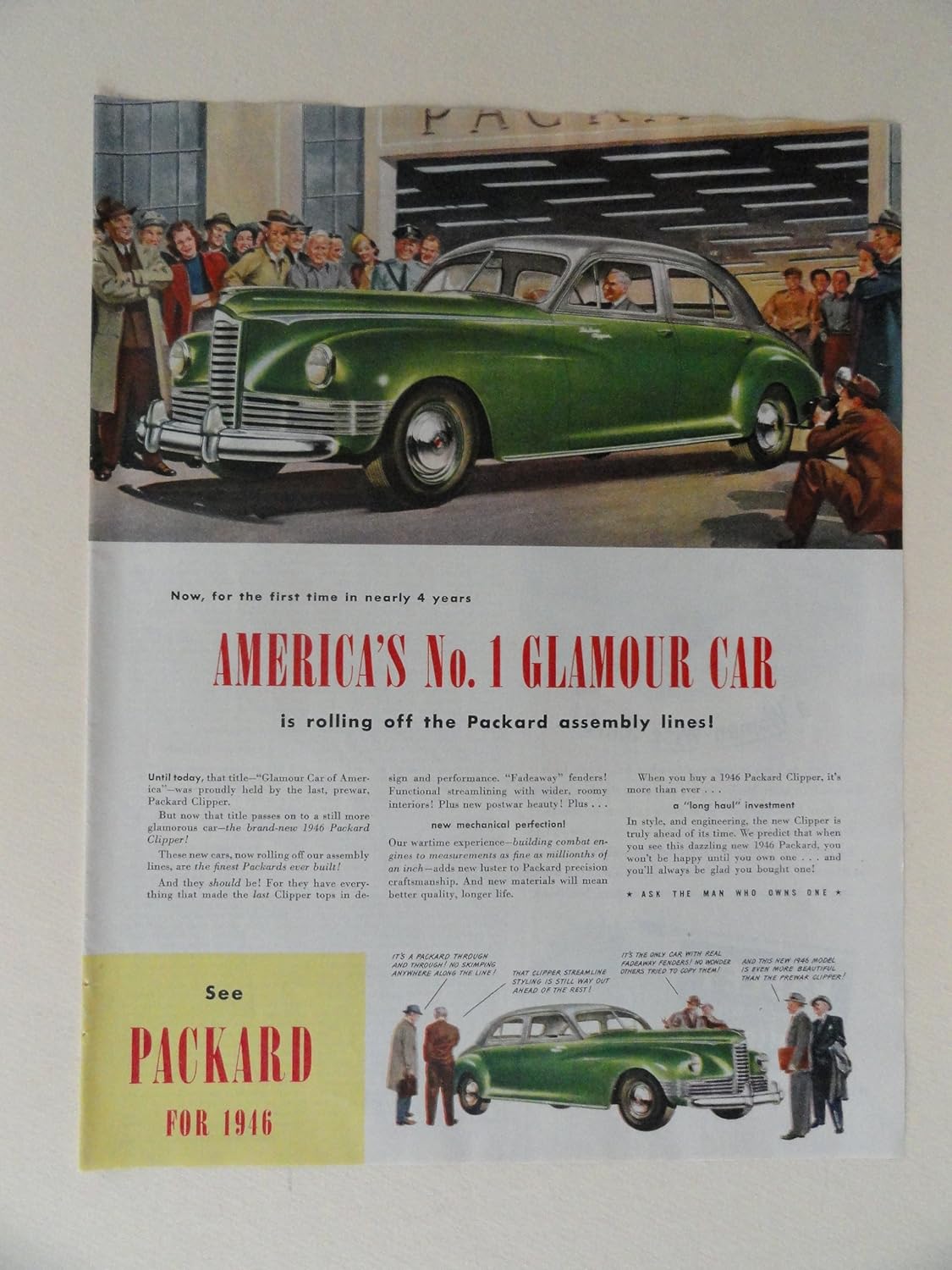 Amazon.com: 1946 Packard. 40's full page print ad. (packard rolling off ...