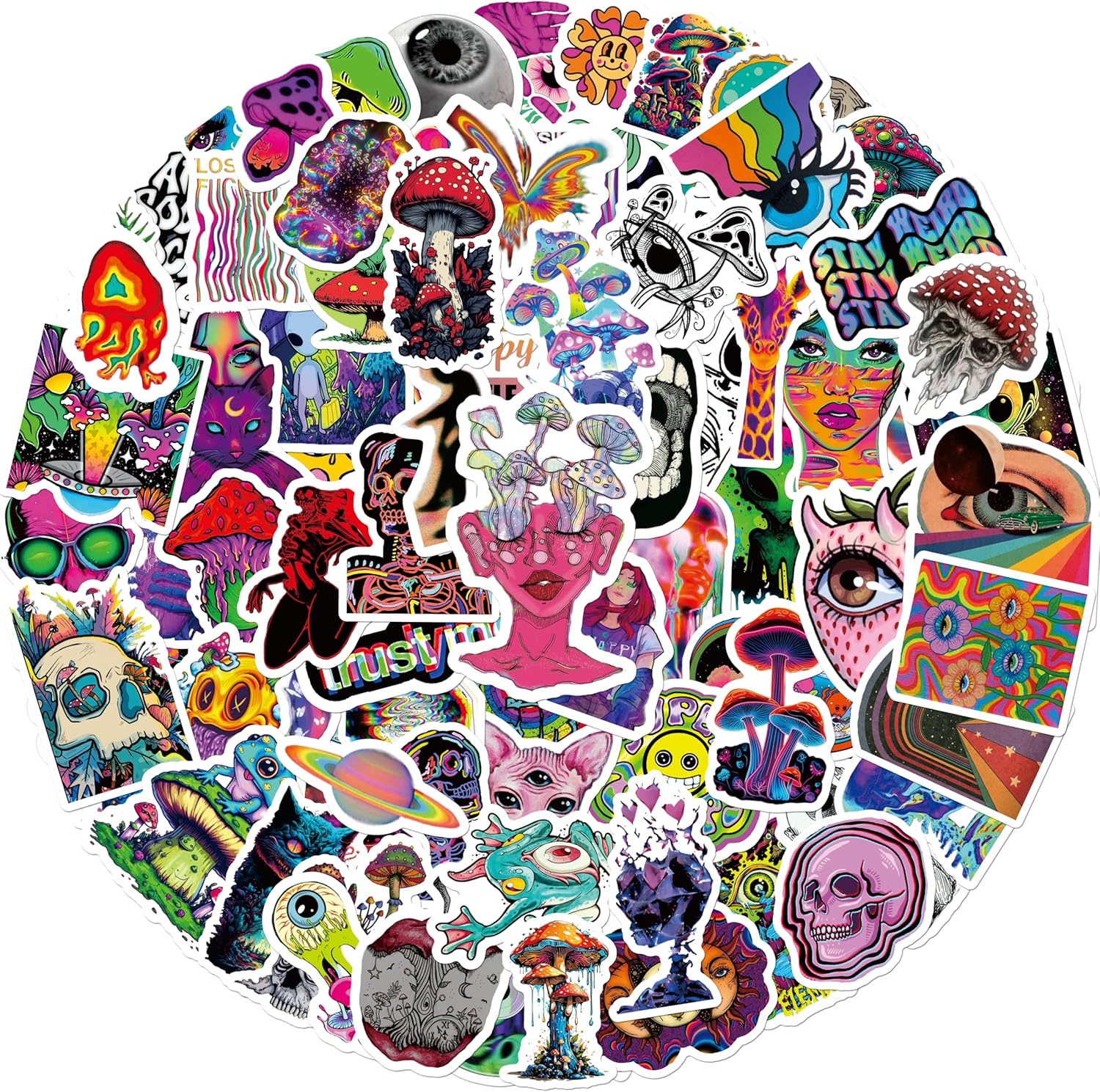 Amazon.com: 100 Pieces Trippy Stickers, Cool Psychedelic Aesthetic ...