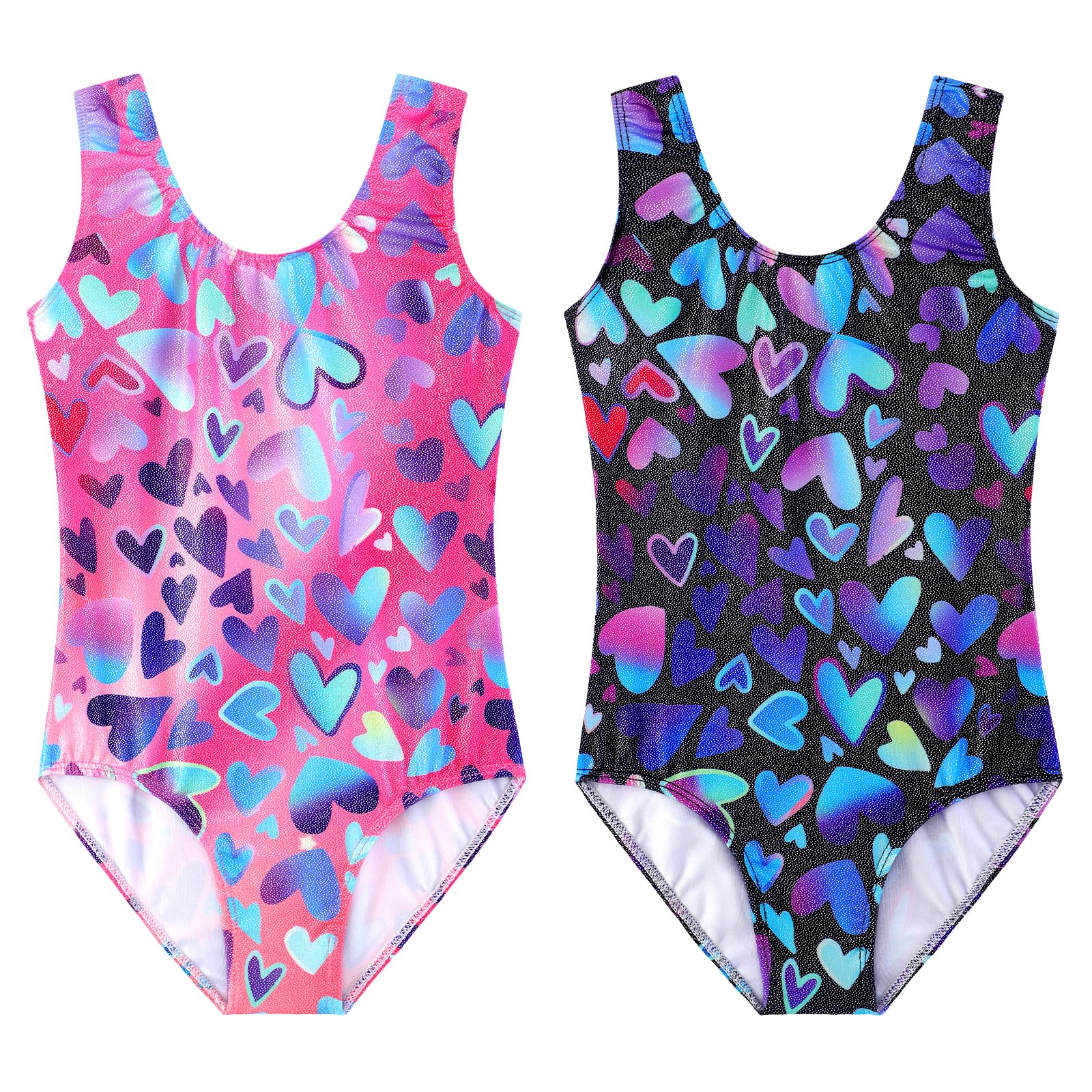 Snapklik.com : 2 Packs Leotards For Girls Gymnastics Rose-Red Black ...