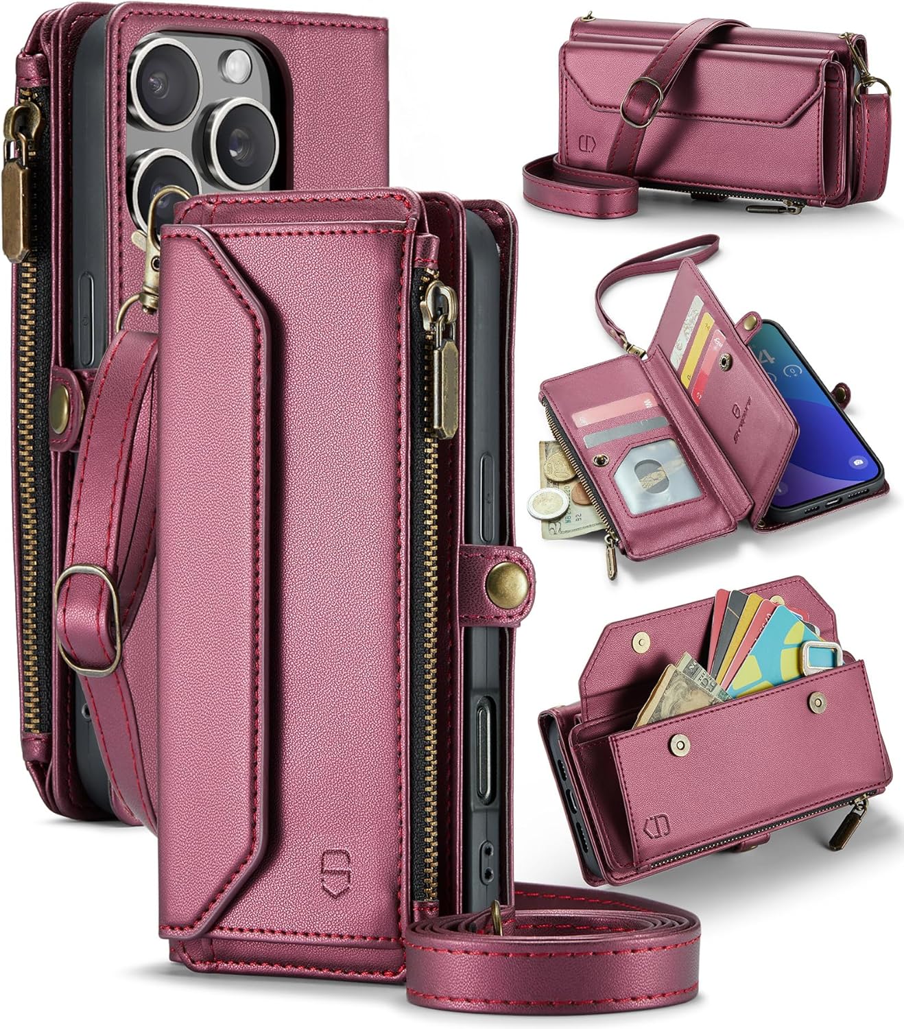 Amazon.com: Strapurs Crossbody Wallet Case Compatible with iPhone 16 ...