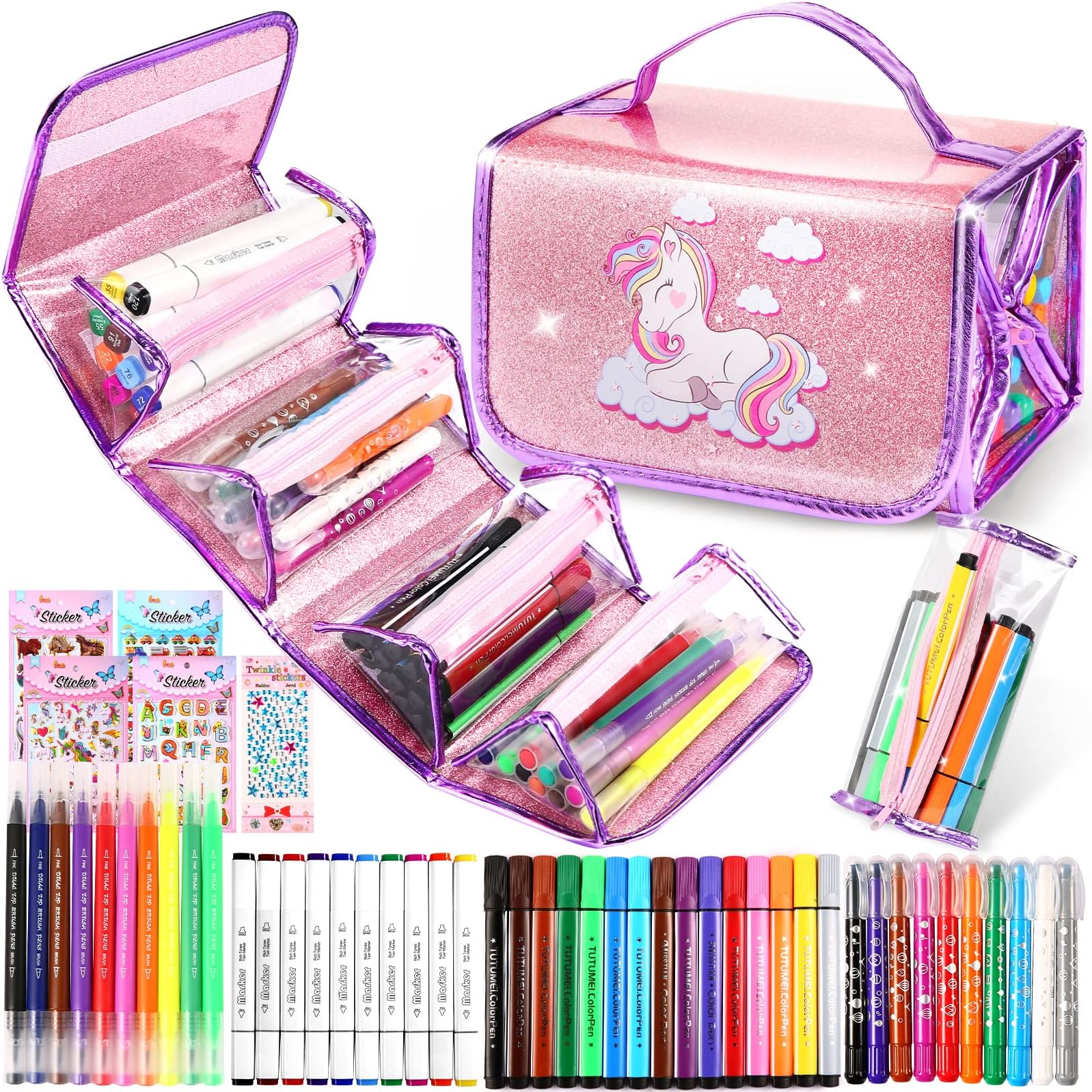 WERNNSAI Mermaid Marker Set with Pencil Case - 58 PCS Scented Markers ...
