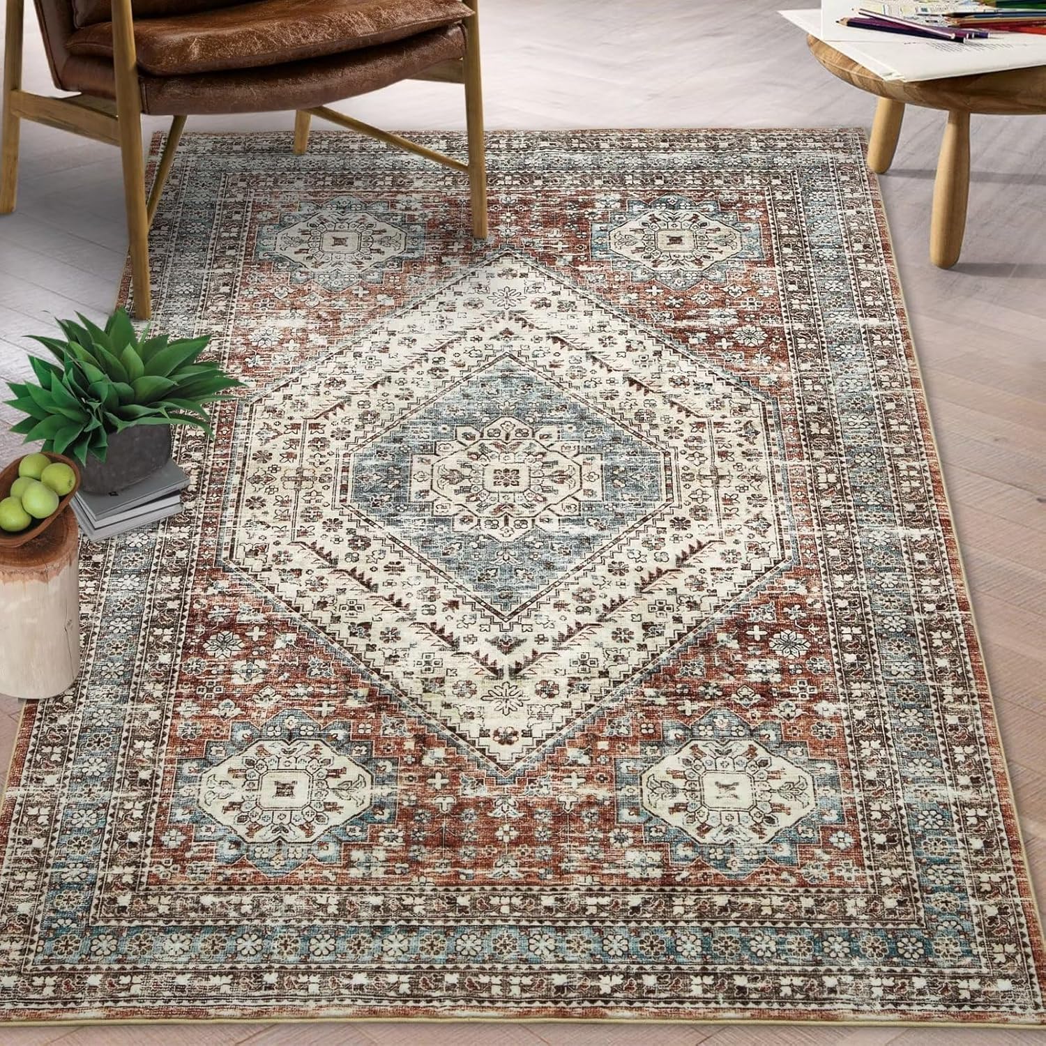 Amazon.com: Zacoo Area Rug 8x10 Rug Vintage Machine Washable Floor ...