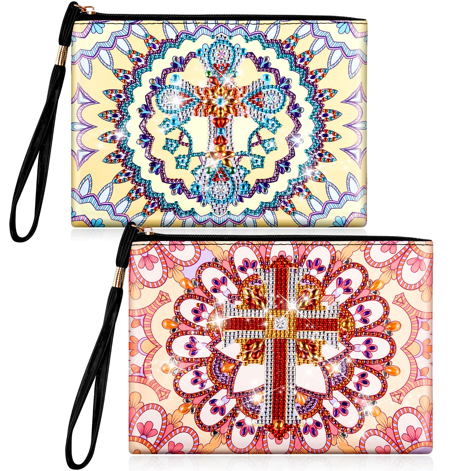 Amazon.com: Abbylike 2 Pcs Cross Style Mandala DIY Diamond Painting ...