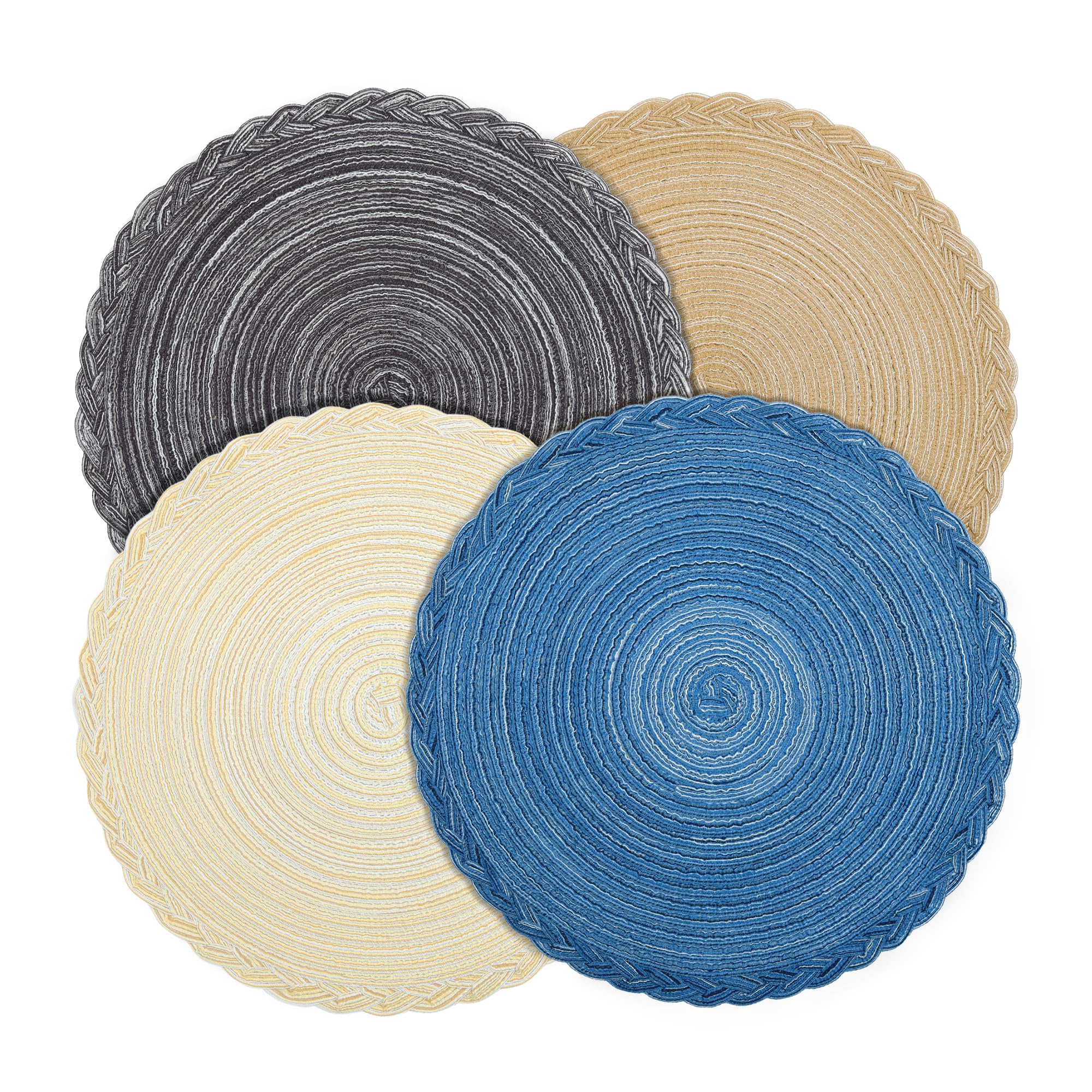 Amazon.com: fanquare Round Braided Placemat 4 Colors Glam Set Farmhouse ...