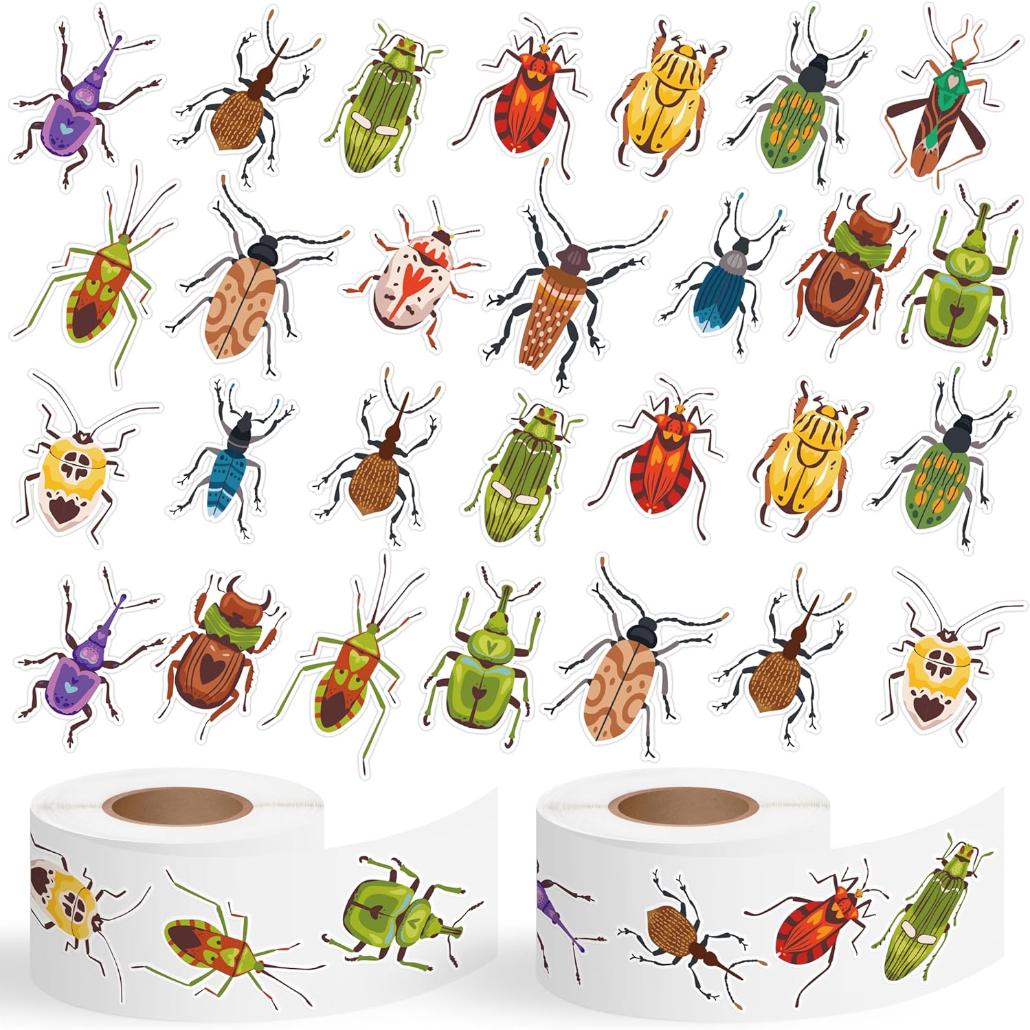 Amazon.com: A1diee Beetle Bug Sticker Rolls- 1000Pcs Spring Dung Insect ...