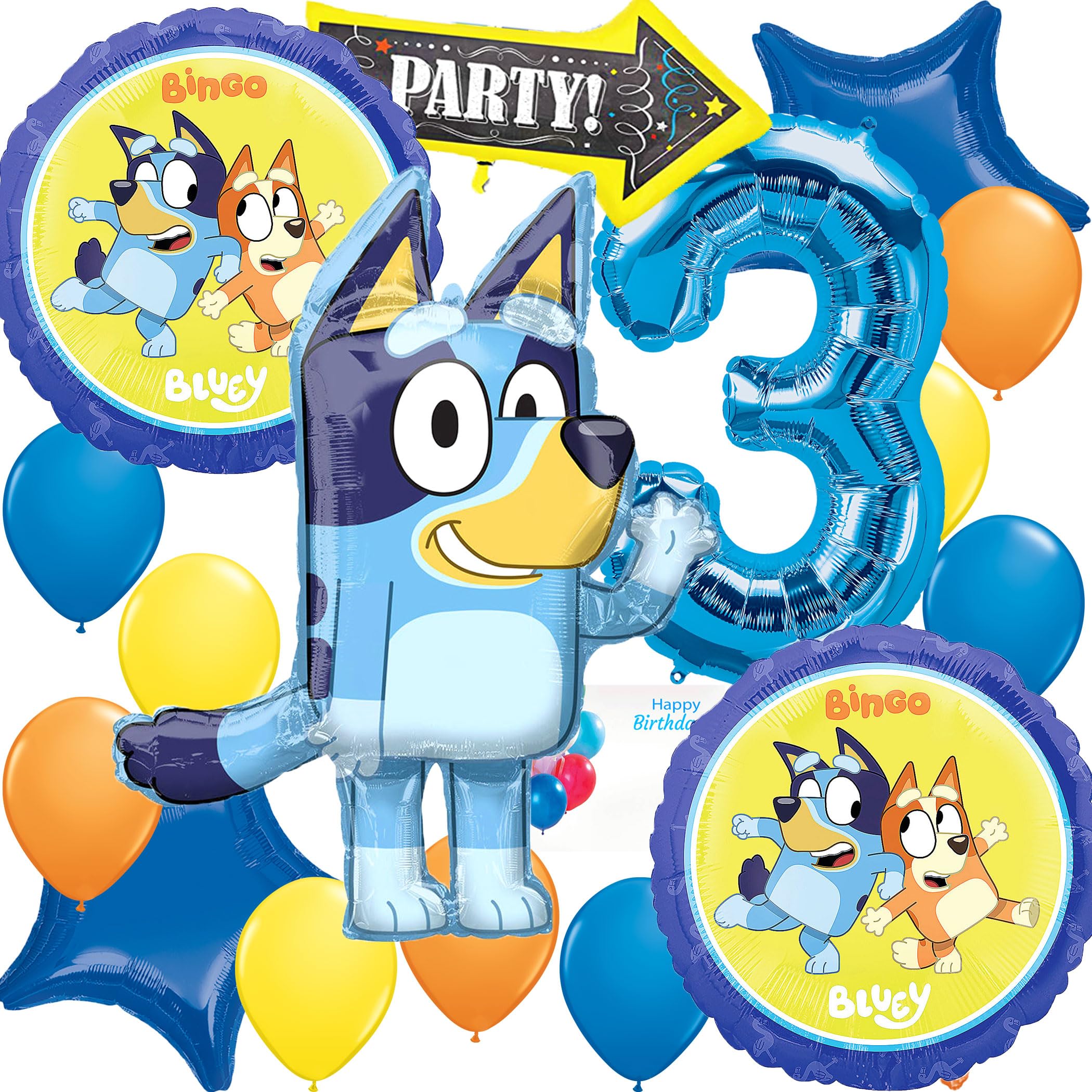 Snapklik.com : Bluey, Licensed 3rd Birthday Party Supplies Balloon ...