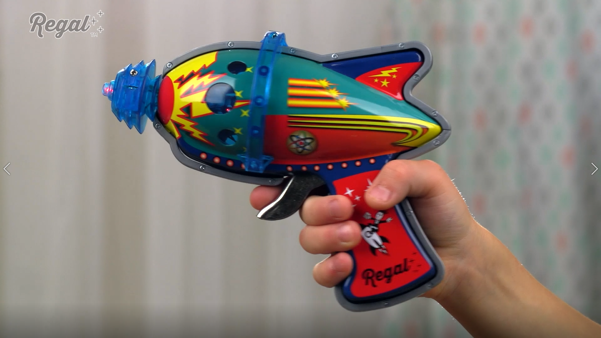 Watch Regal Games Tin Atomic Space Blaster Toy with Revving Gears and ...