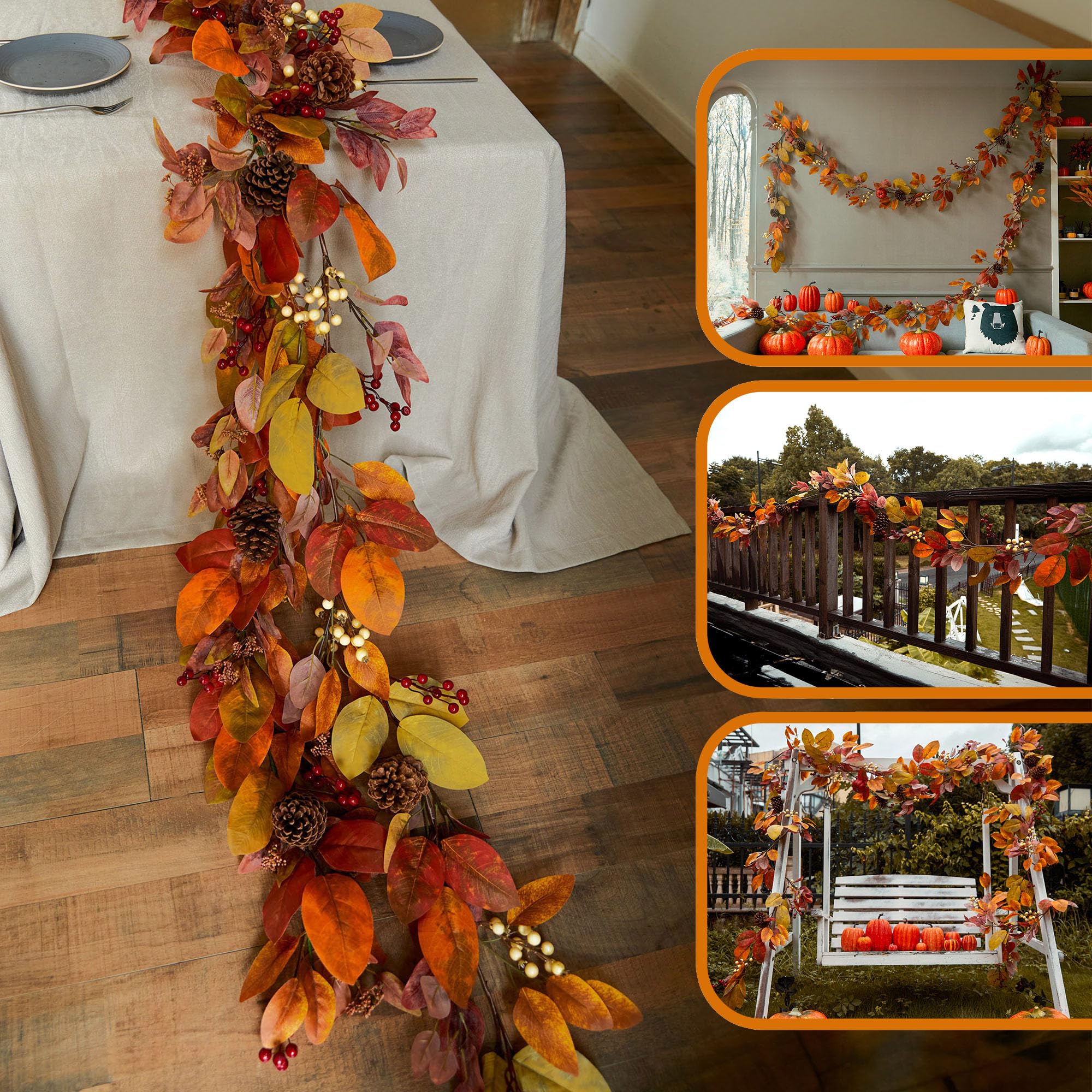 Amazon.com: Anna's Whimsy 13FT Thanksgiving Garland, Leaf Garland with ...