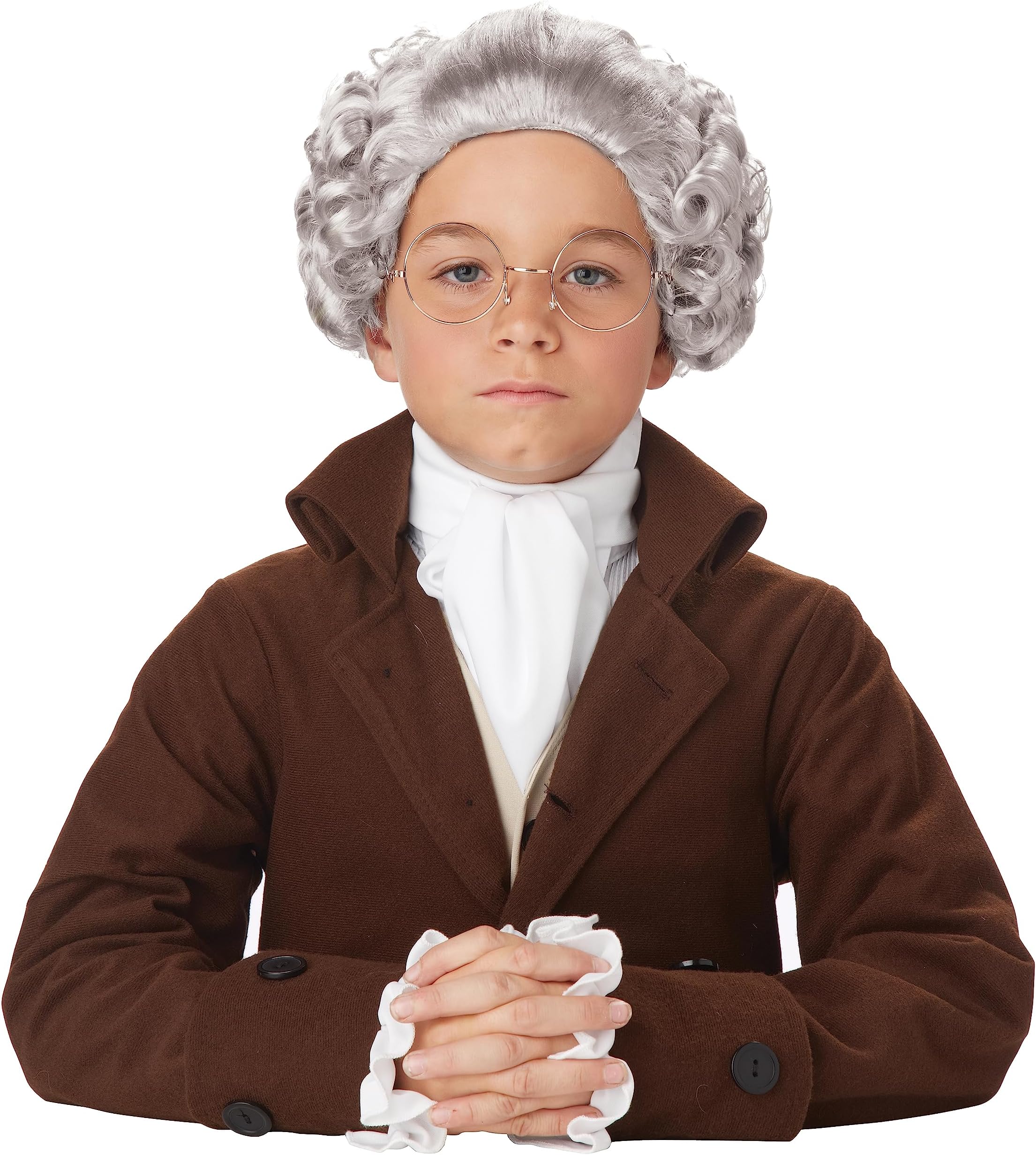 Amazon.com: ColorGround White Colonial Boy Kids Wig Full Curls With ...