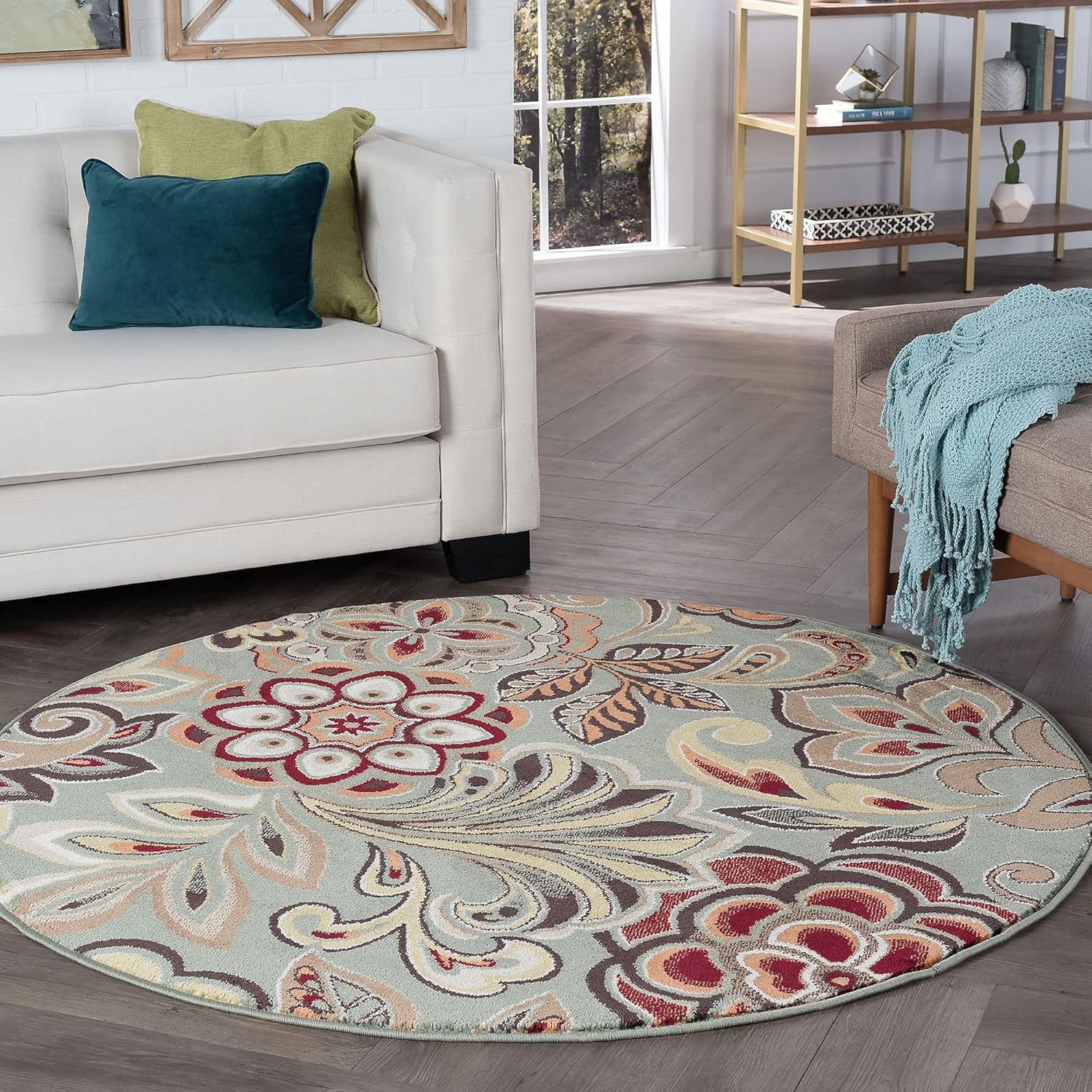 Amazon.com: Modern 8ft Round Rug - Indoor Area Rug - Area Rugs for ...