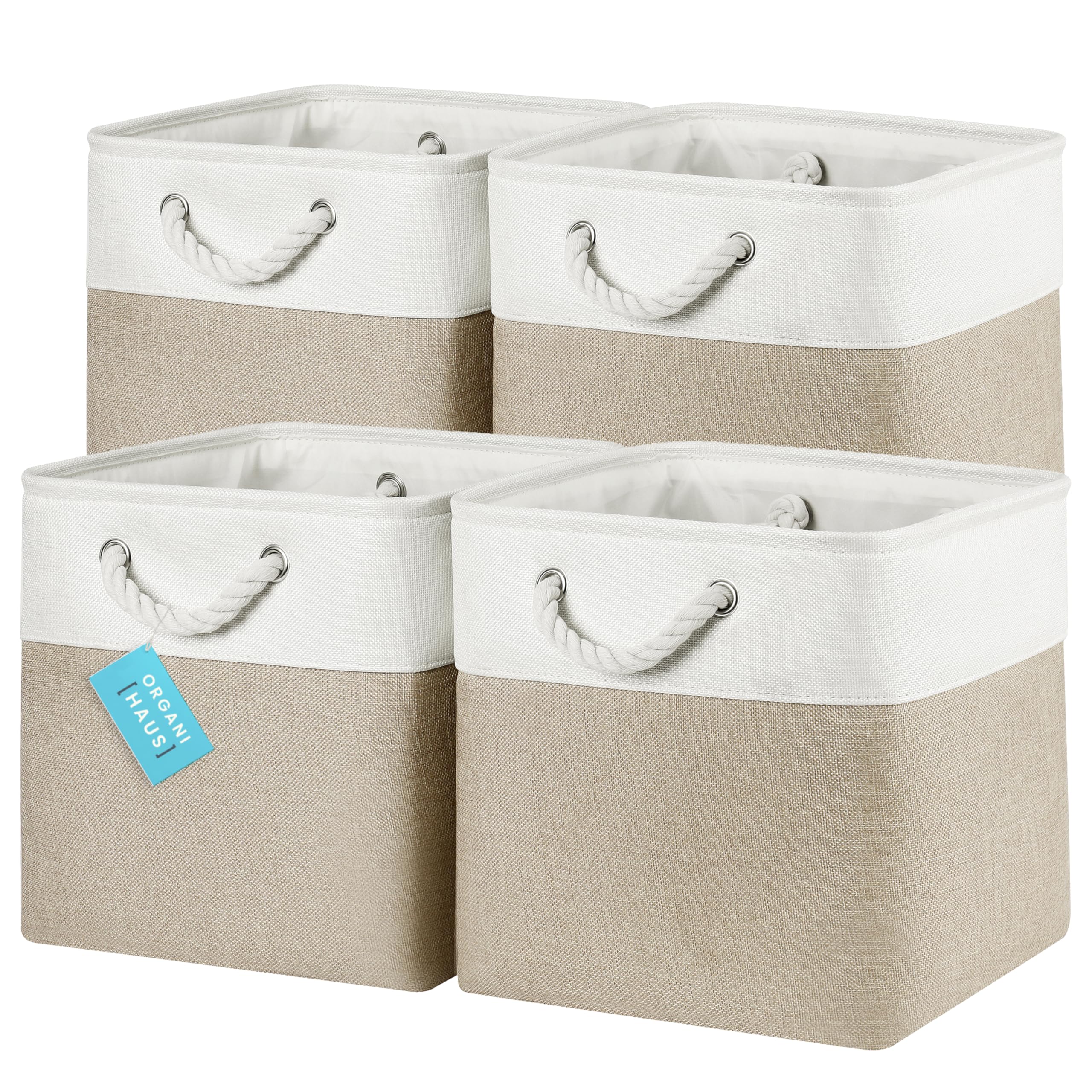 OrganiHaus 30x30 Cube Storage Bins Set of 4, Fabric Cube Baskets for ...
