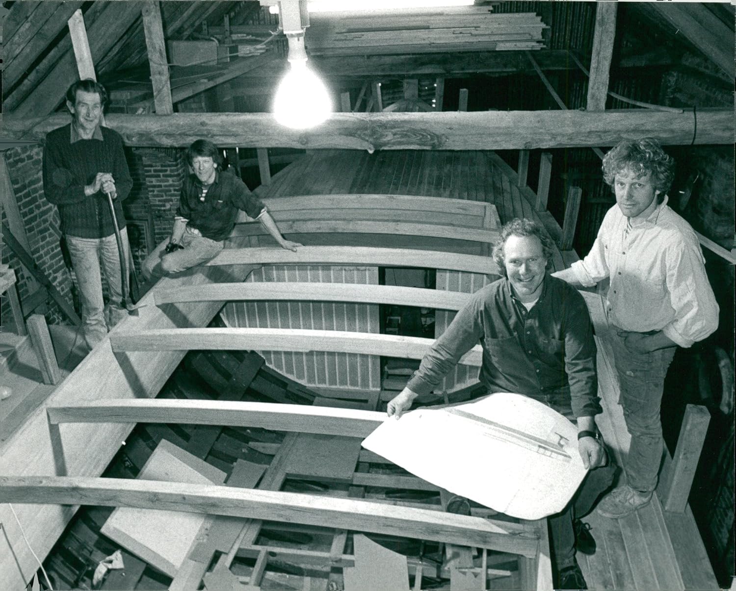 Vintage photo of Julian Rivett with his team of boat builders. : Amazon ...