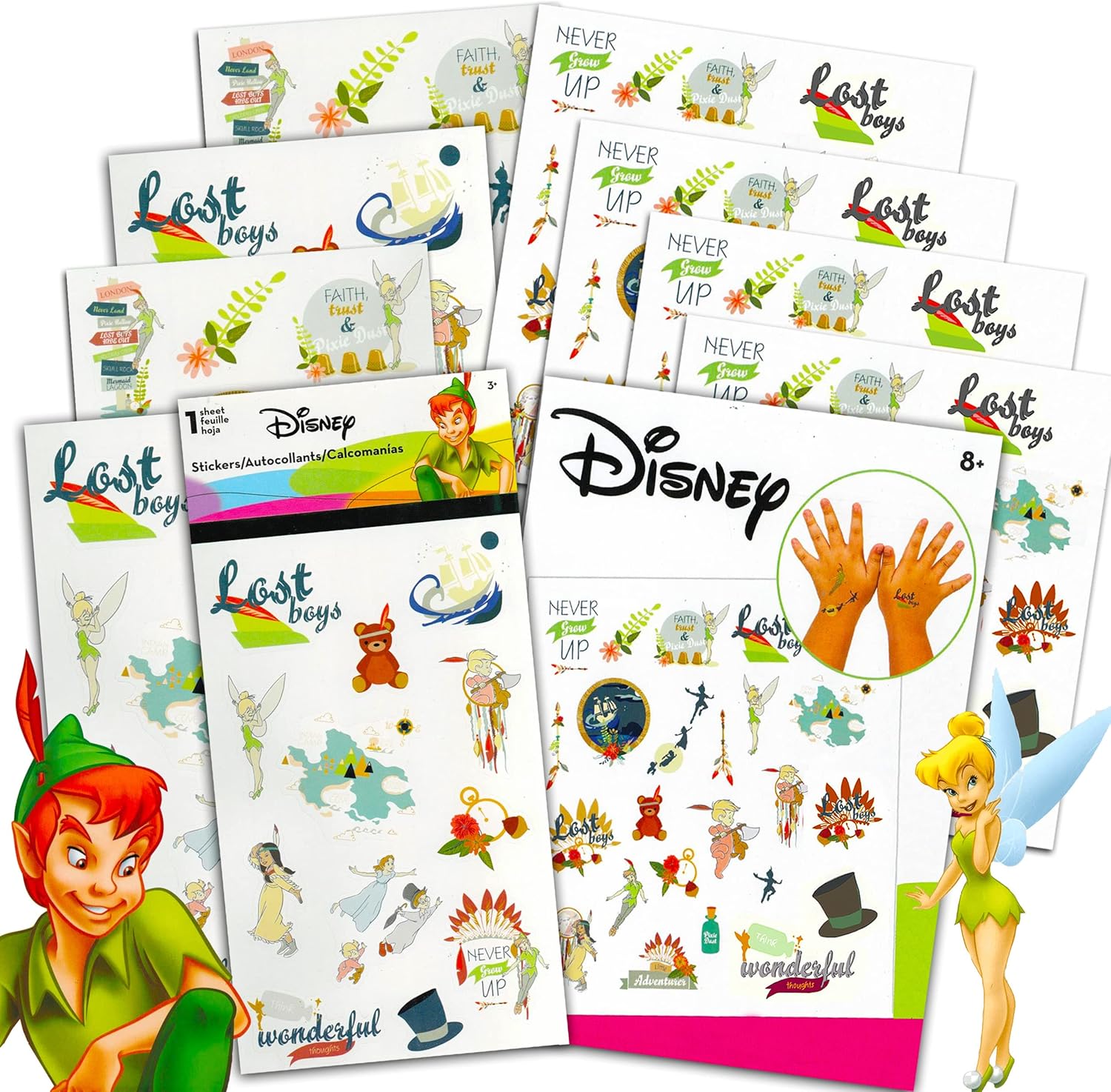 Amazon.com: Disney Peter Pan Sticker and Tattoos Party Favors Super Set ...